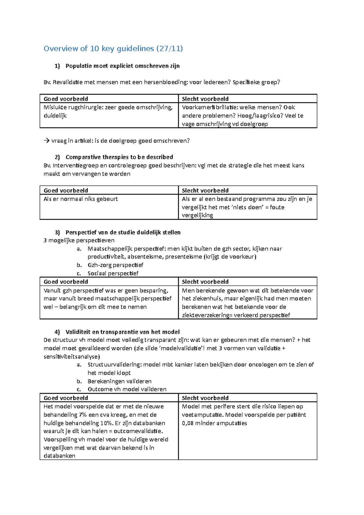 Overview of 10 key guidelines - Overview of 10 key guidelines (27/11 ...