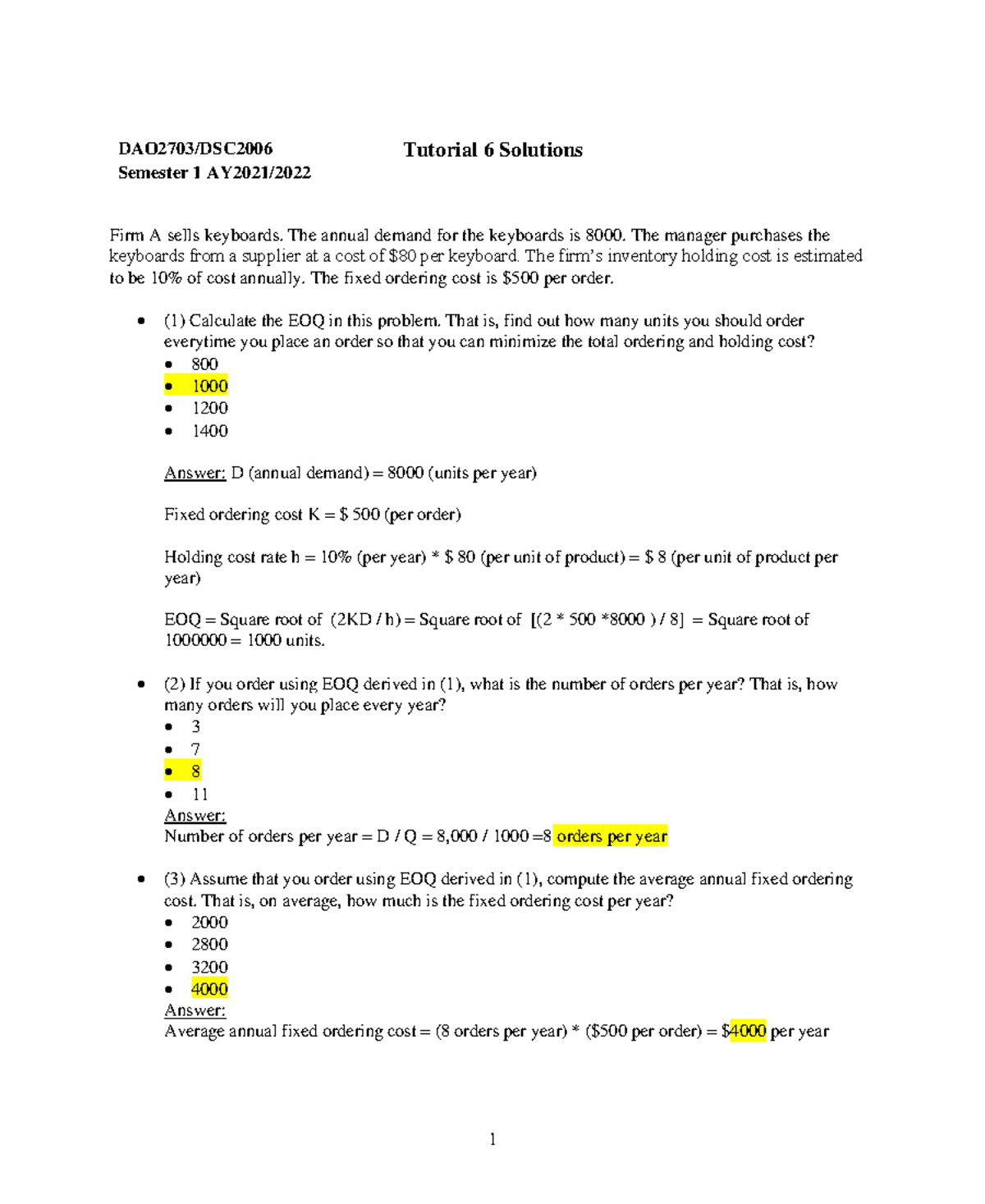 Tutorial 6 Solutions - DAO2703 - NUS - Studocu
