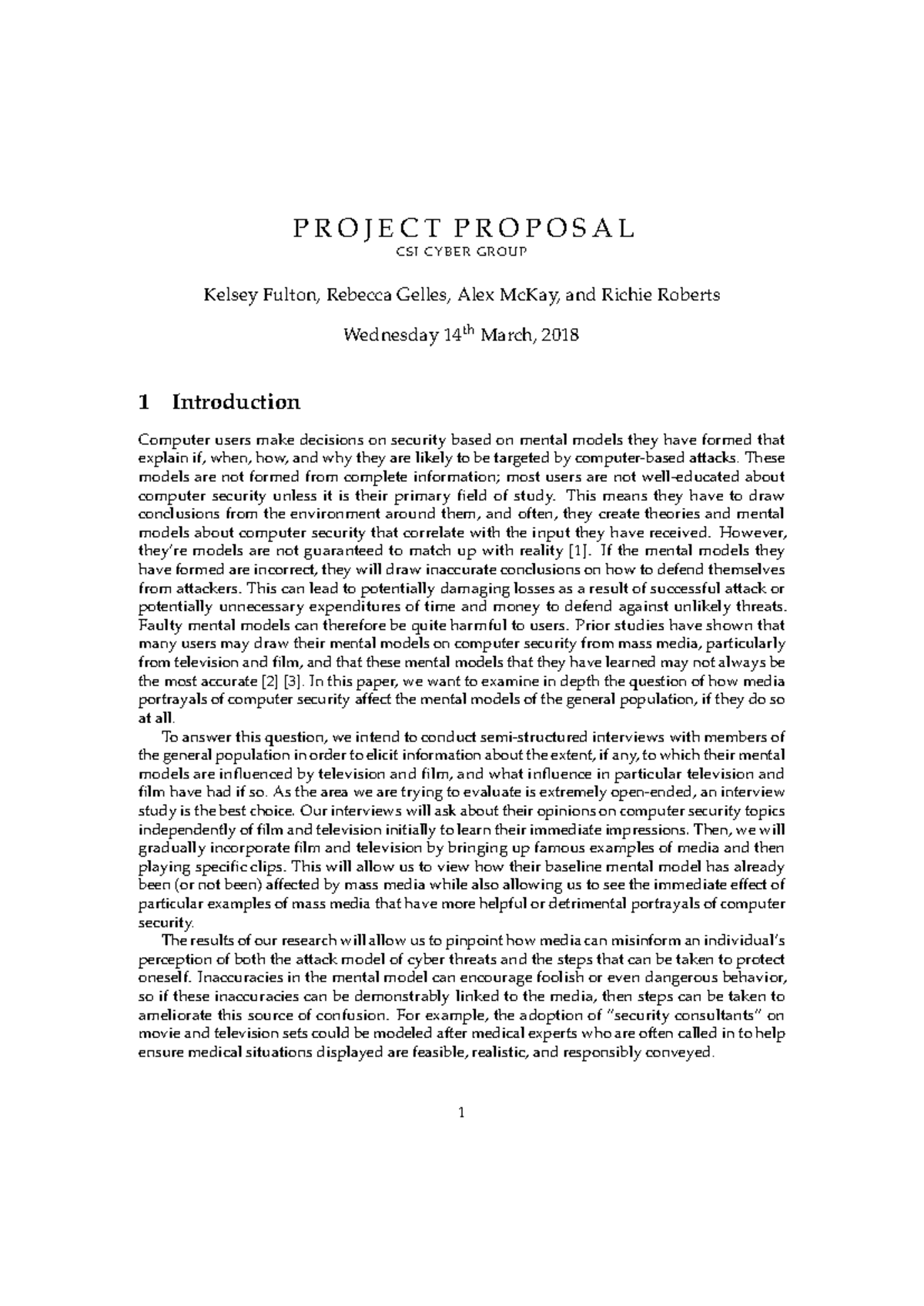 Project-proposal - Notes - P R O J E C T P R O P O S A L C S I C Y B E ...