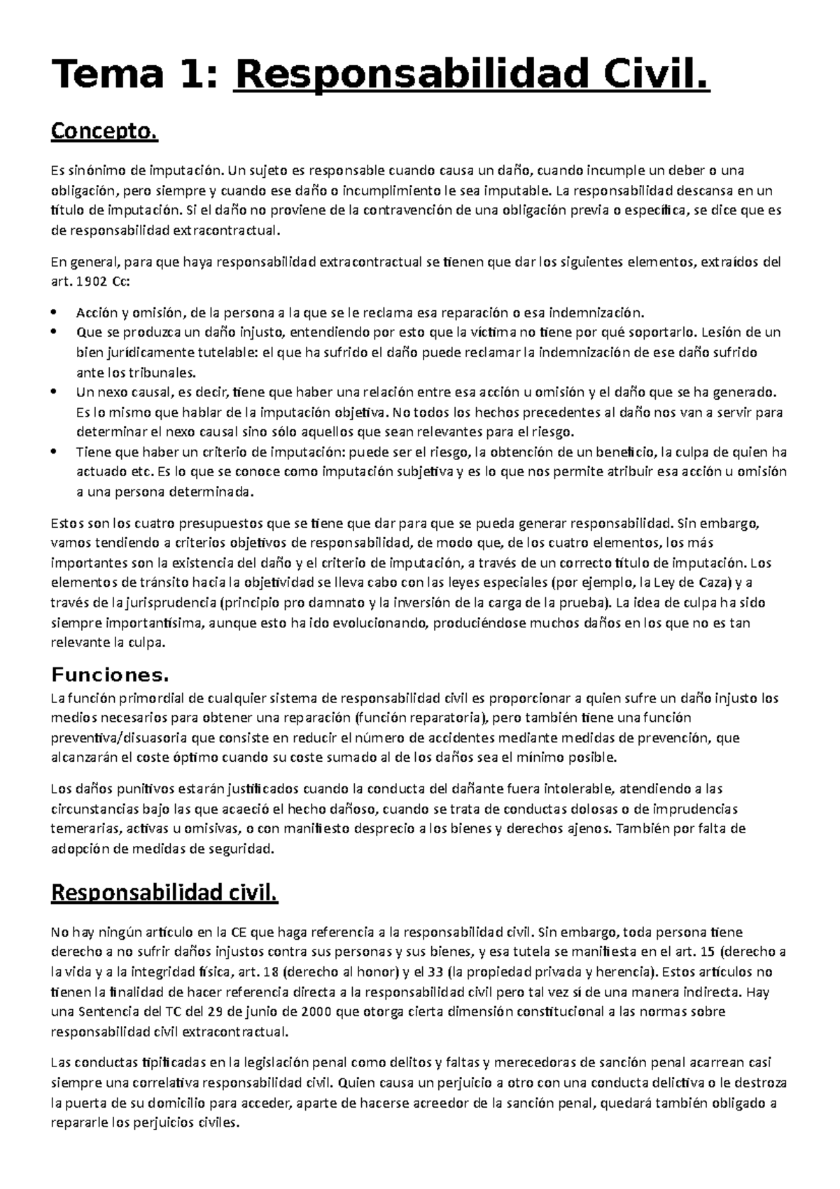 1. Responsabilidad Civil - Concepto. Es sinónimo de imputación. Un ...