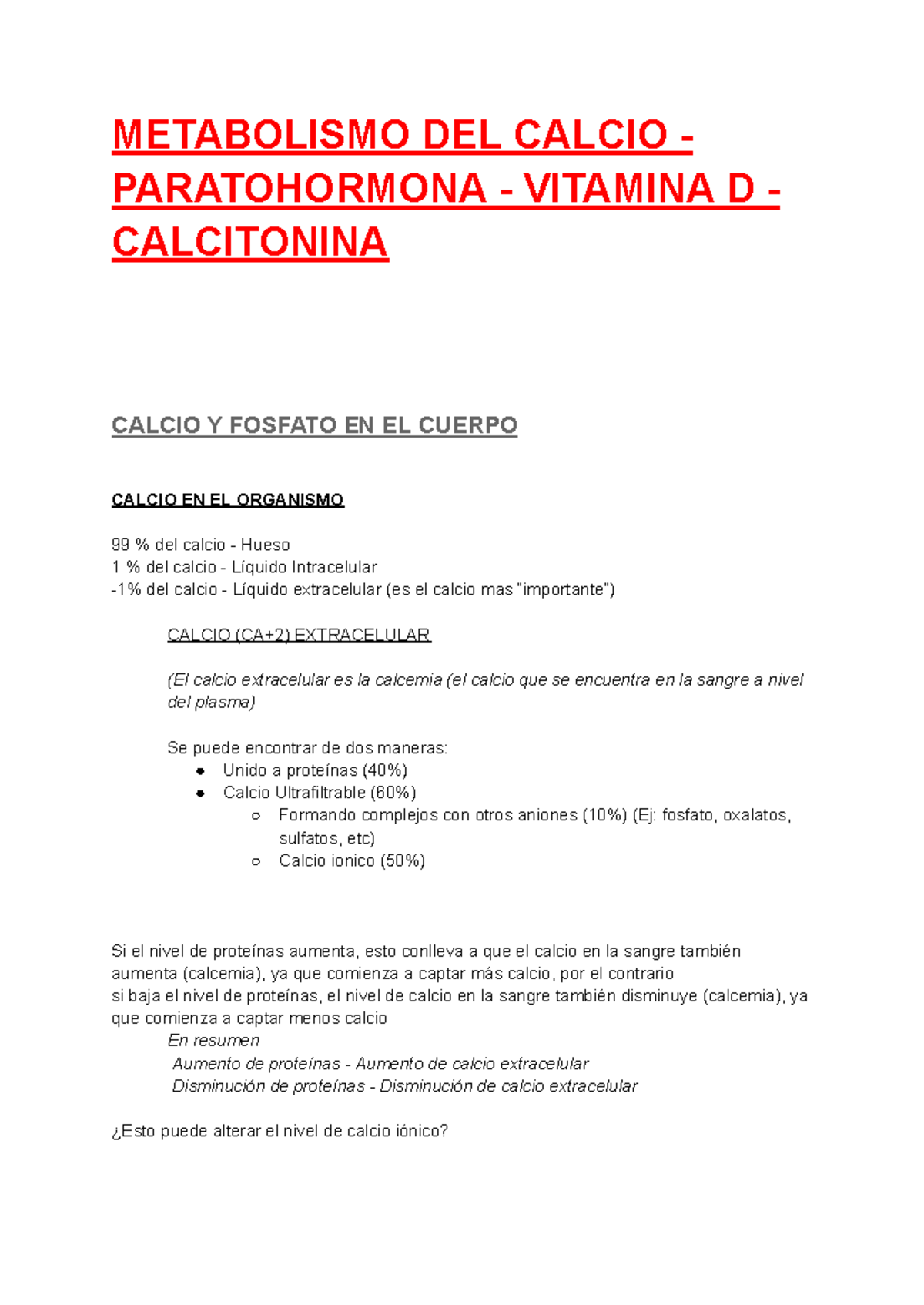 Metabolismo DEL Calcio - METABOLISMO DEL CALCIO - PARATOHORMONA ...
