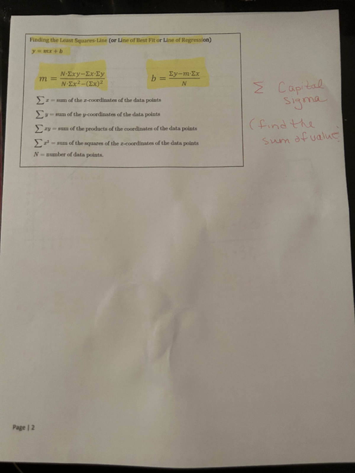 Finding the least squares line - MATH 111 - Studocu