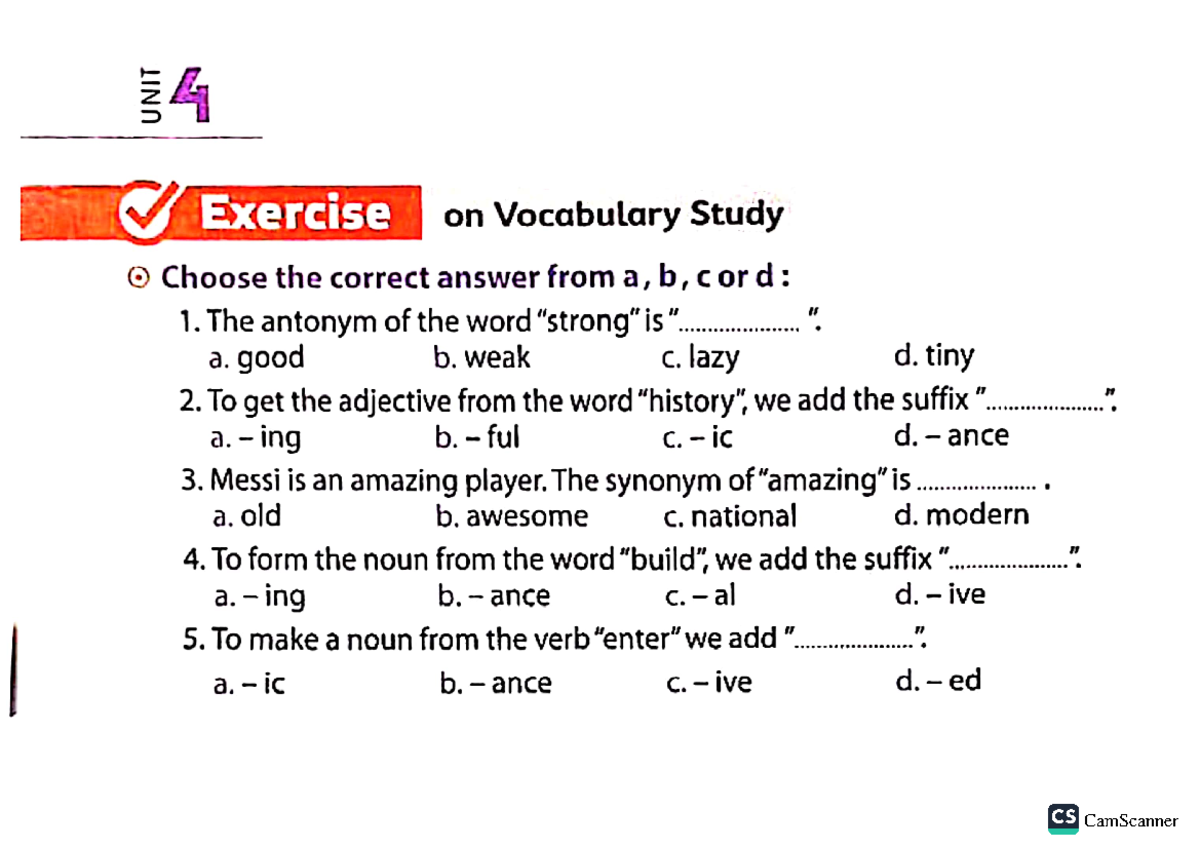 Prep 2 - New Hello - Unit 4 - Exercise on Vocabulary Study Choose the ...