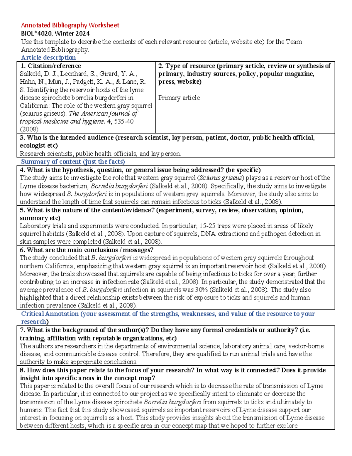Annotated Bibliography. Western Gray - Annotated Bibliography Worksheet ...