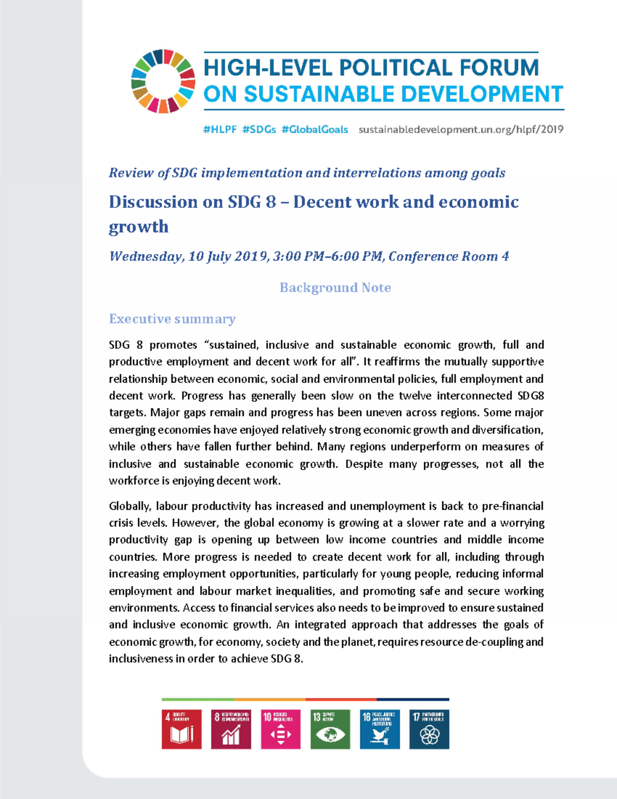 23844 BN SDG 8 Decent work - Review of SDG implementation and ...