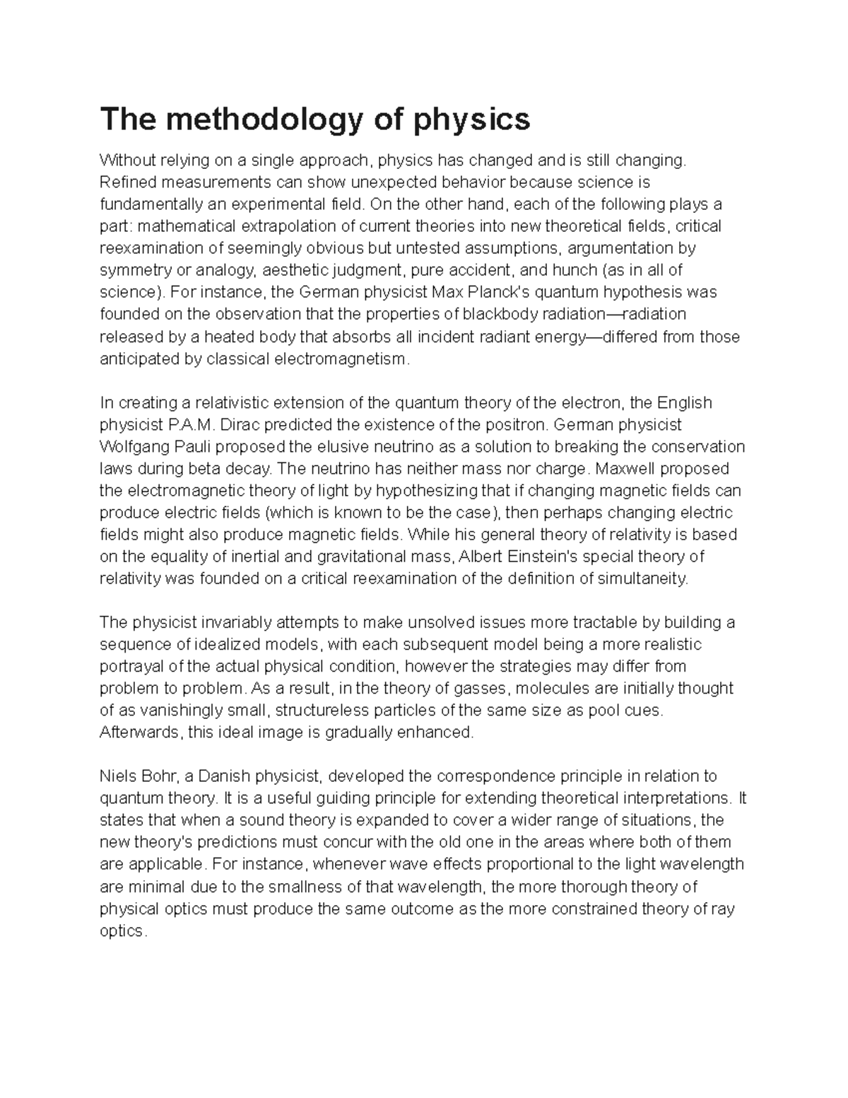 The methodology of physics - The methodology of physics Without relying ...