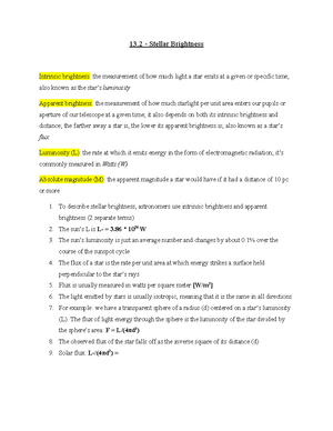 Chpr 13 part 2 - lecture notes from textbook - 13 - Stellar Brightness ...