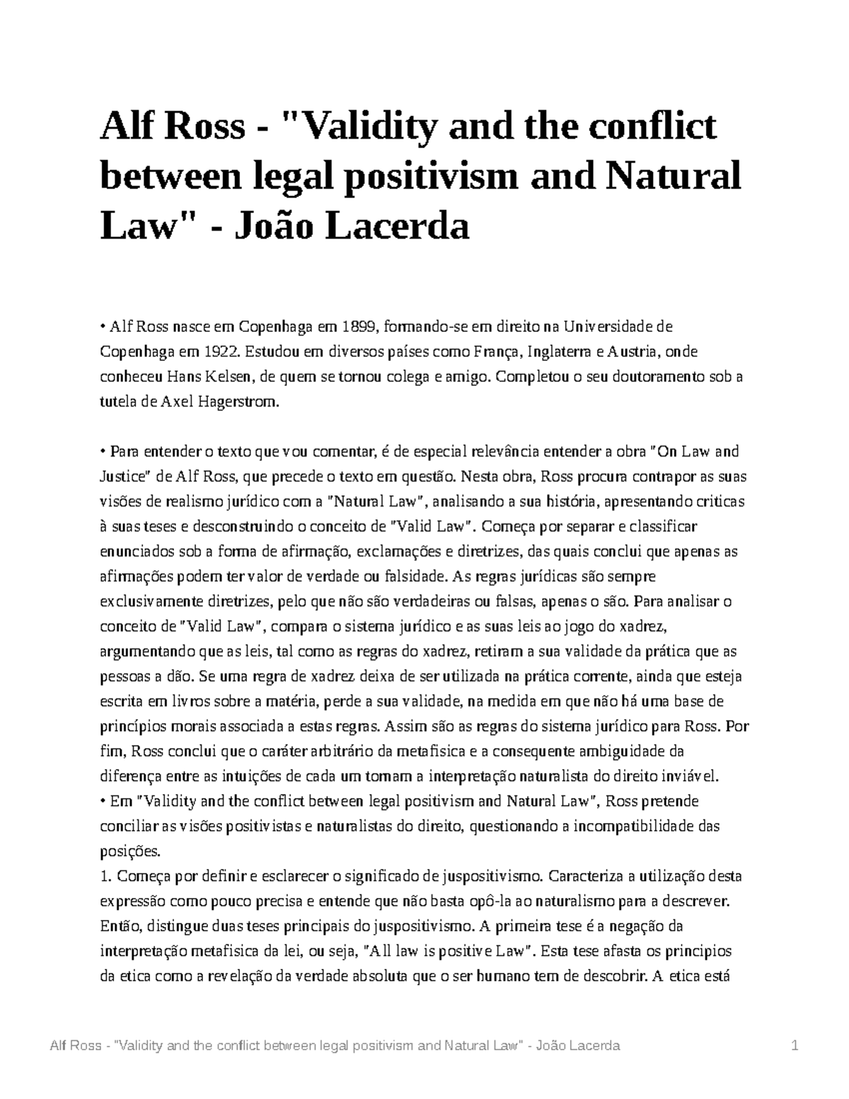 Alf Ross - Validity and the conflict between legal positivism and ...