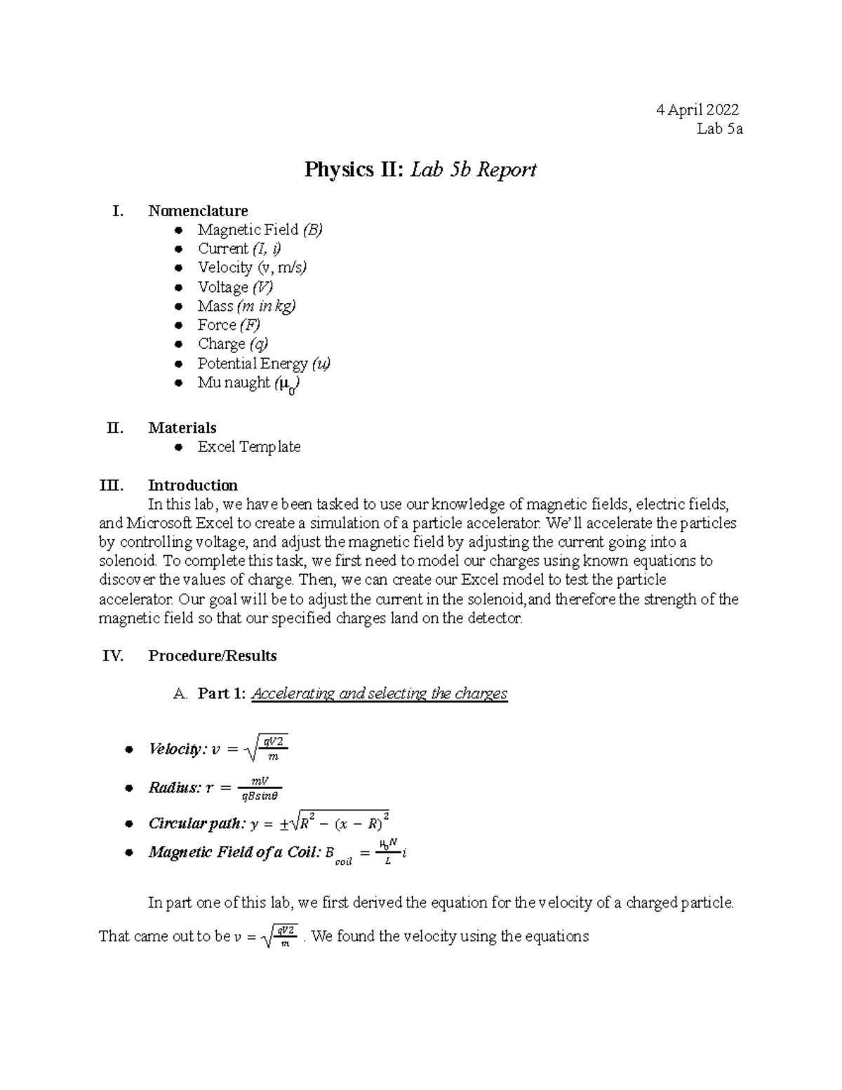 Physics II Lab 5b - Gabryella Redenti 4 April 2022 Matthew Zillic Lab ...