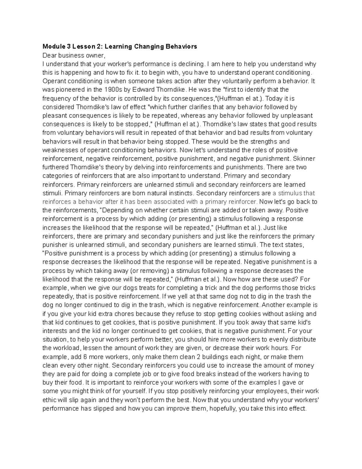 PSY 121 Learning Changing Behaviors - Module 3 Lesson 2: Learning ...