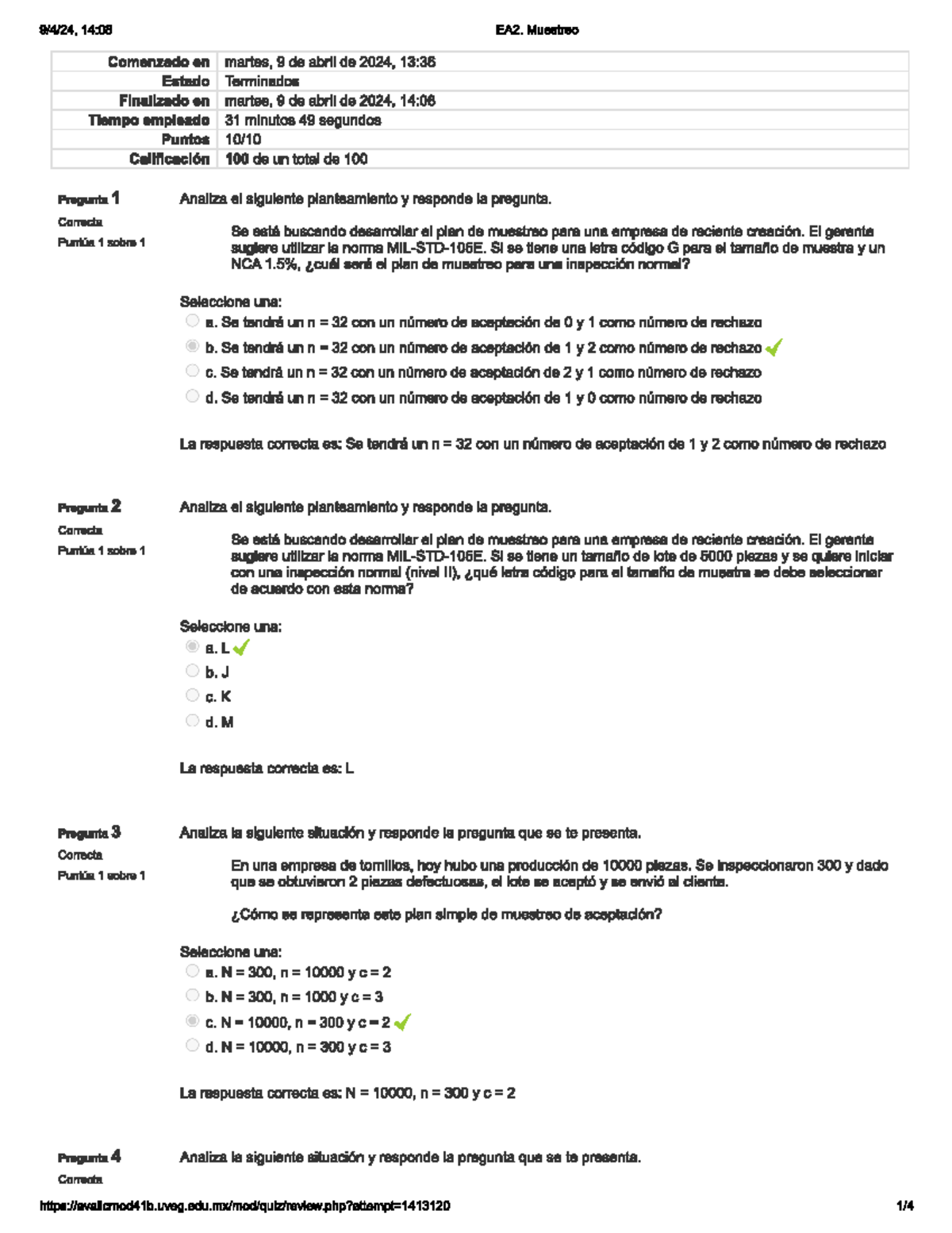 Ea2 muestreo - Control de la calidad - Studocu
