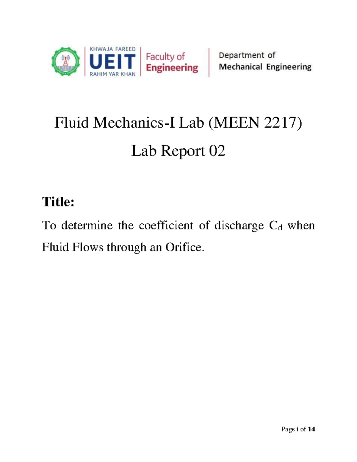 Lab 02 - Practical of Fluid Mechanics-I Lab with Theory helping new ...