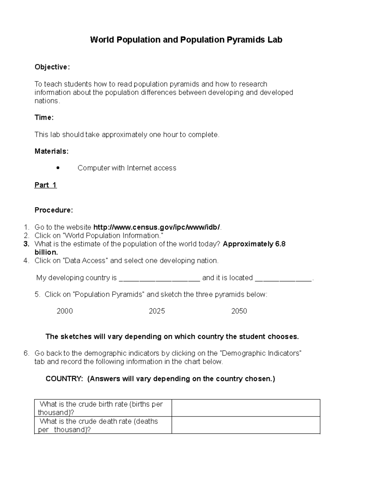 Ir ch07 lab-world population and population pyramids - World Population ...