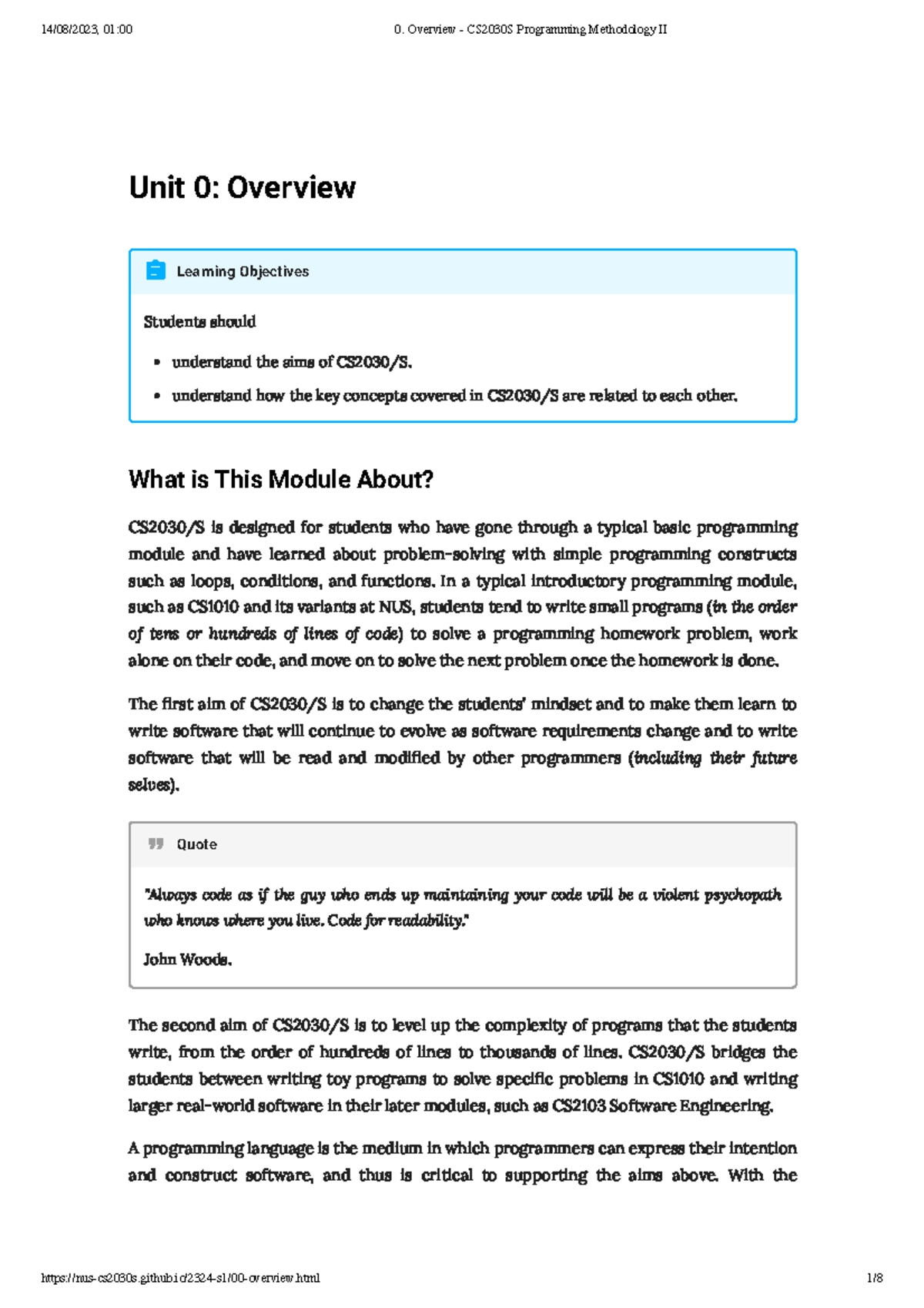 0. Overview - notes - Unit 0: Overview Students should understand the ...