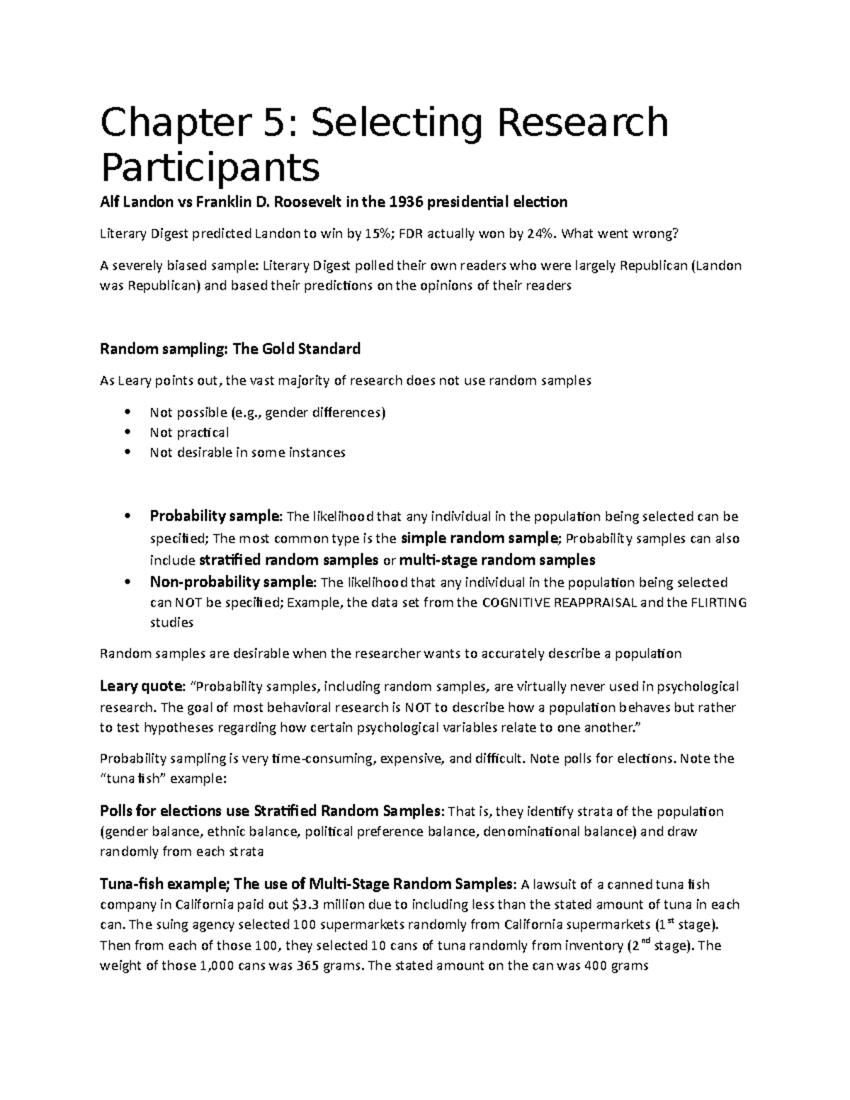 03-23-23 Chapter 5 Outline - Chapter 5: Selecting Research Participants ...