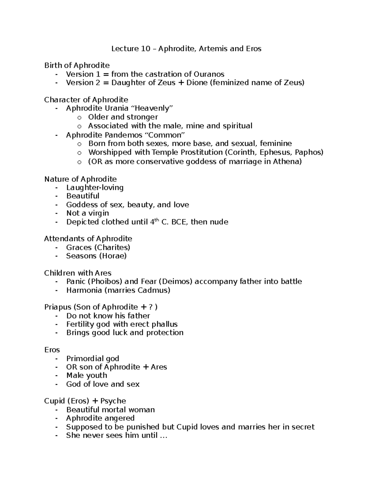 Lecture 10 – Aphrodite and Artemis - Lecture 10 – Aphrodite, Artemis ...