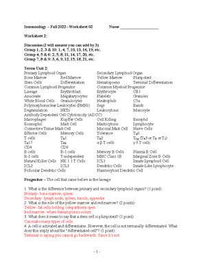 Unit 3 - lecture notes over unit 3 - Immunology – Fall 2022 – Worksheet ...