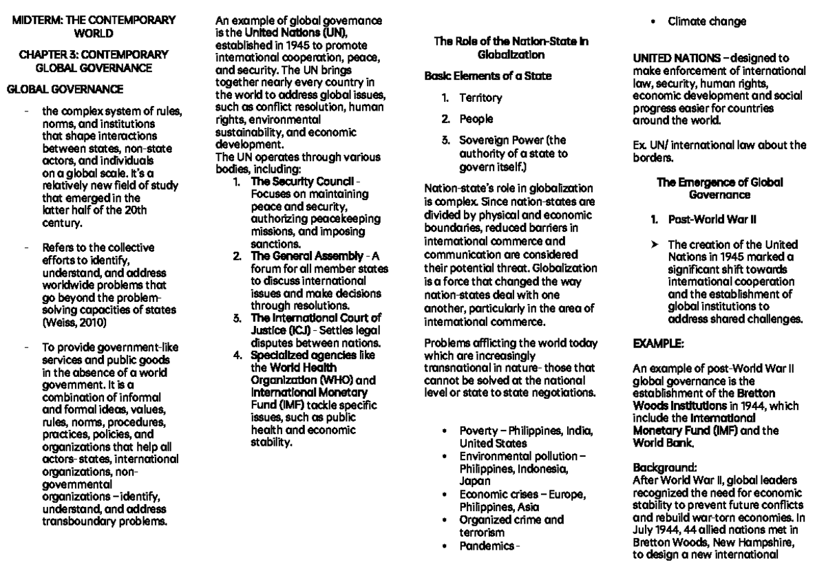 Midterm The Contemporray World - MIDTERM: THE CONTEMPORARY WORLD ...