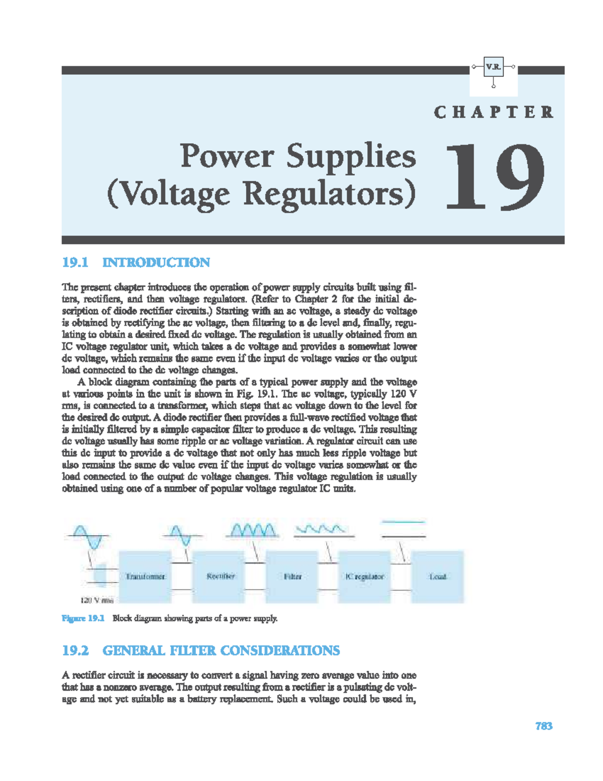 Voltage Regulation Chp19 - V. CHAPTER Power Supplies (Voltage Regulators) 19 19 INTRODUCTION The ...