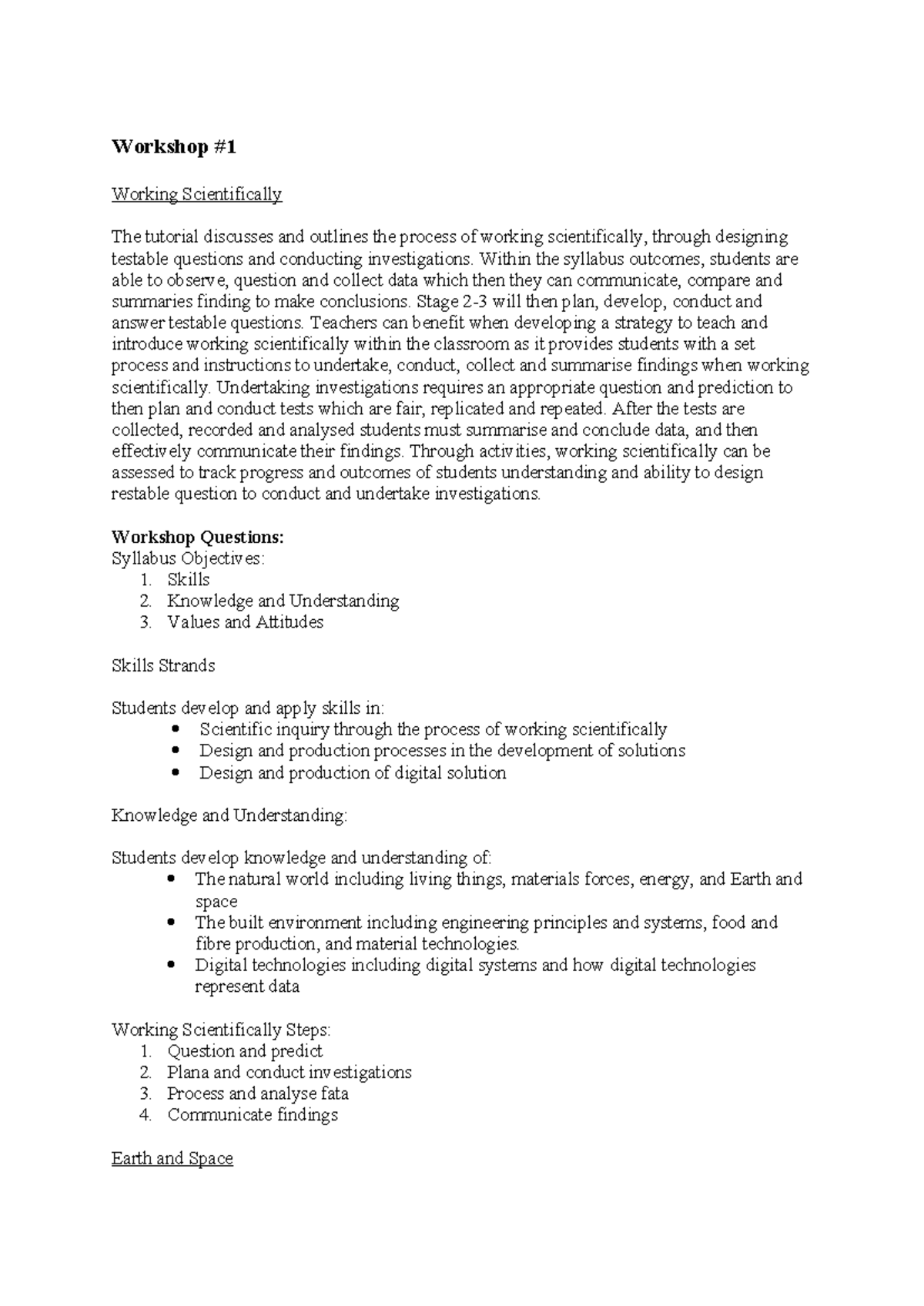 Workshop Booklet - Workshop Working Scientifically The tutorial ...