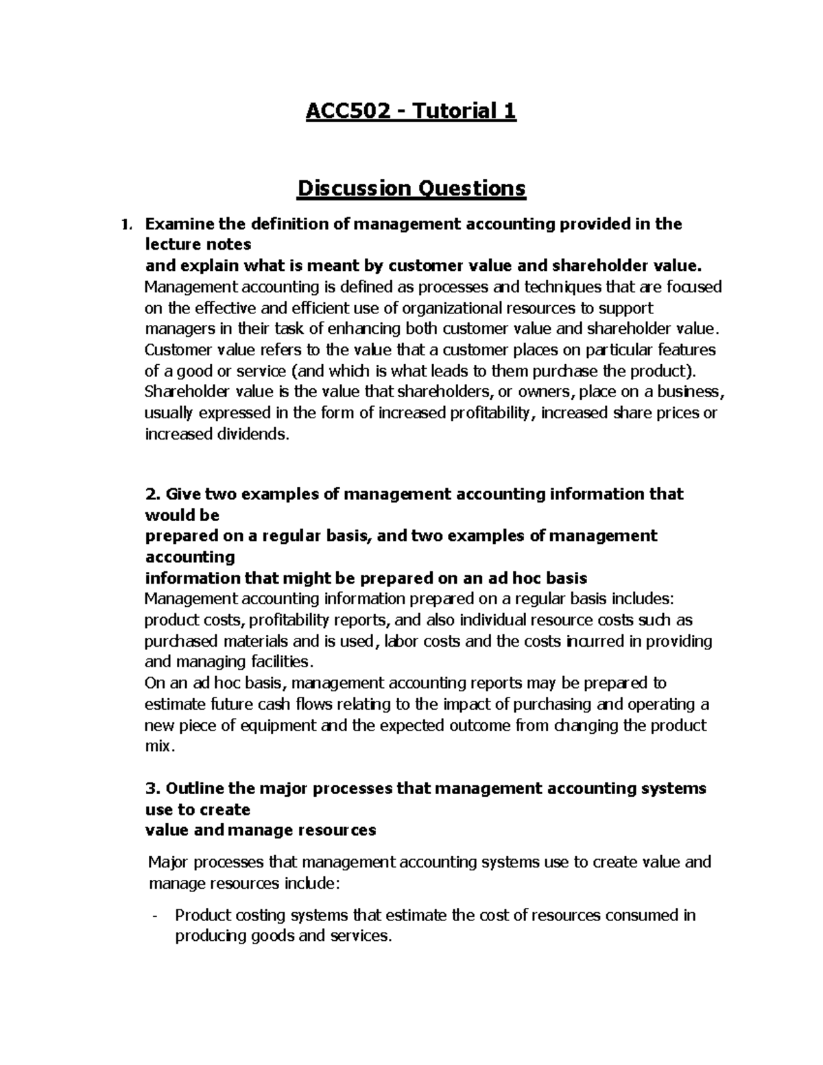 ACC502 Tutorial Answers WEEK 1 - ACC502 - Tutorial 1 Discussion ...