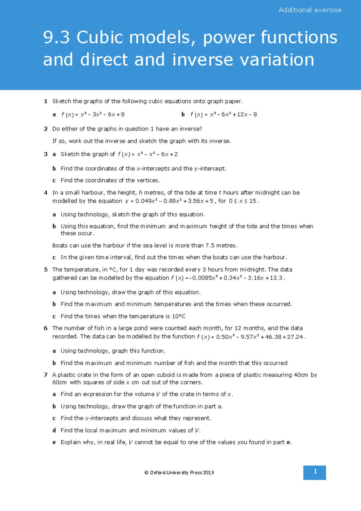 9 - math review - 9 Cubic models, power functions and direct and ...