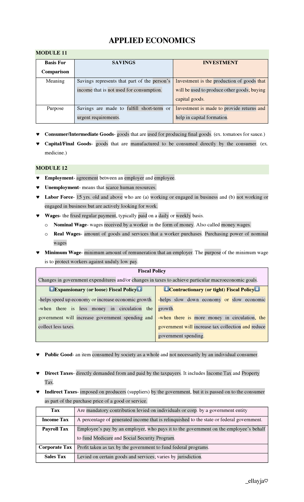 Reviewer - APPLIED ECONOMICS MODULE 11 Basis For Comparison SAVINGS ...