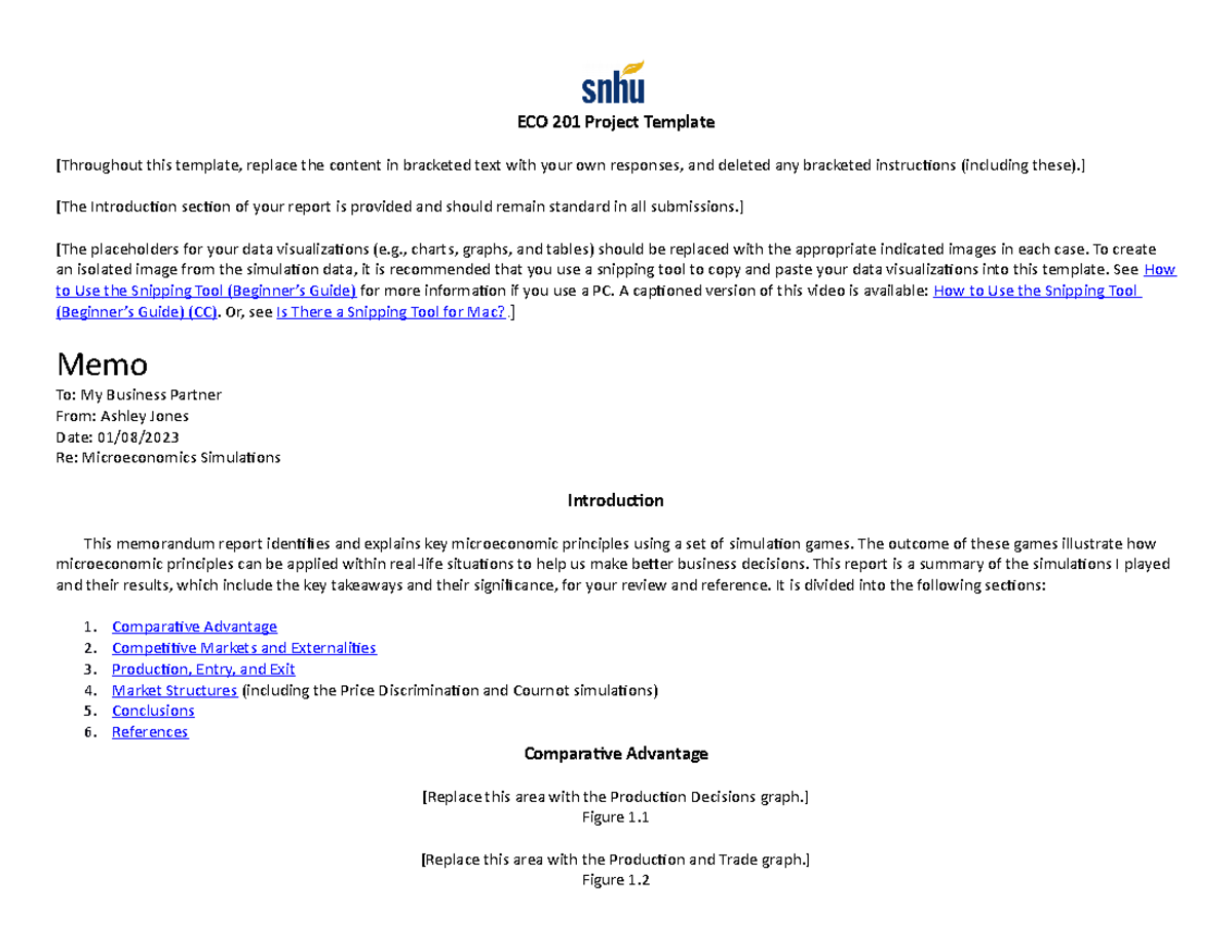 ECO 201 Project Template - ECO 201 Project Template [Throughout this ...