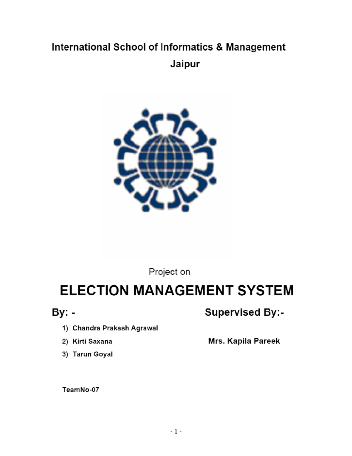 Election Management System - PDF Free Download - Project Work-I - Studocu