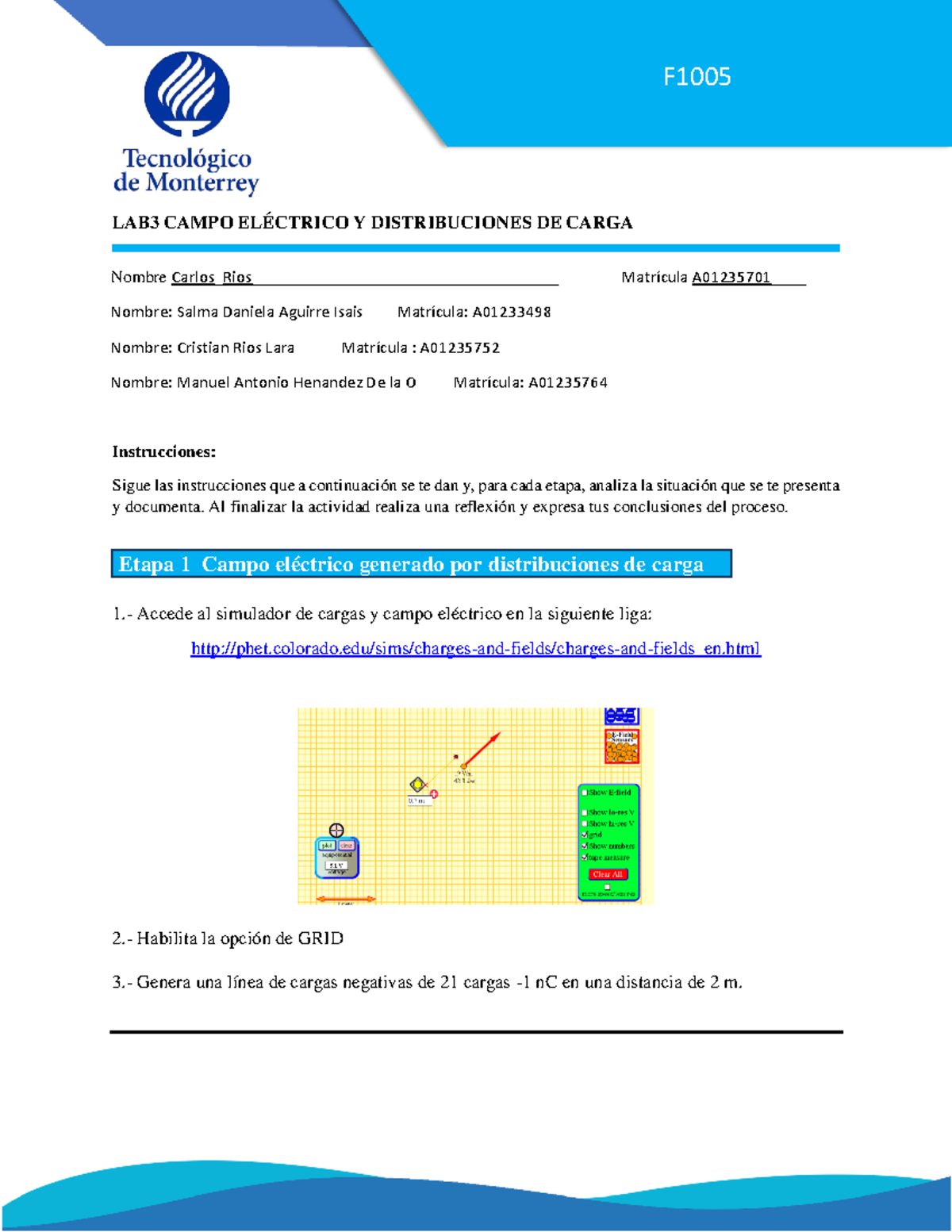 LAB3 0820 - laboratorio 3 - Warning: TT: undefined function: 32 LAB3 CAMPO ELÉCTRICO Y - Studocu