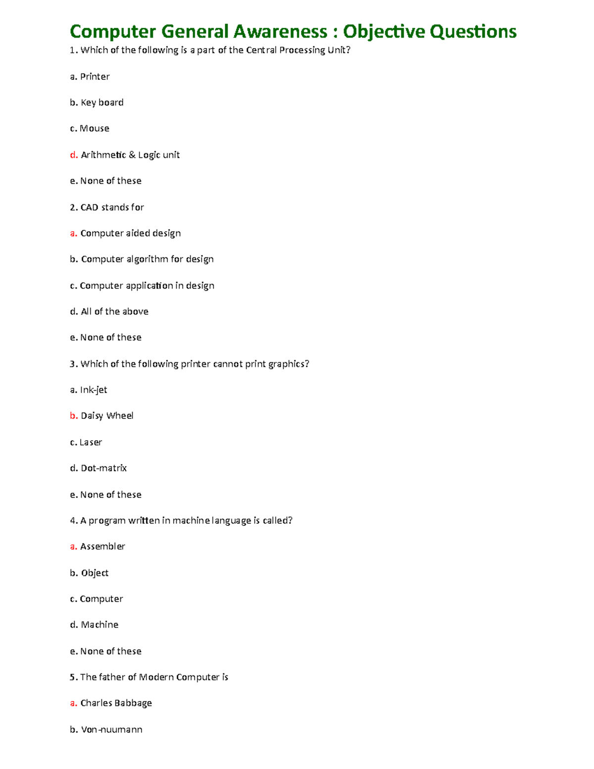 Computer-general-awareness 1 - Computer General Awareness : Objective ...