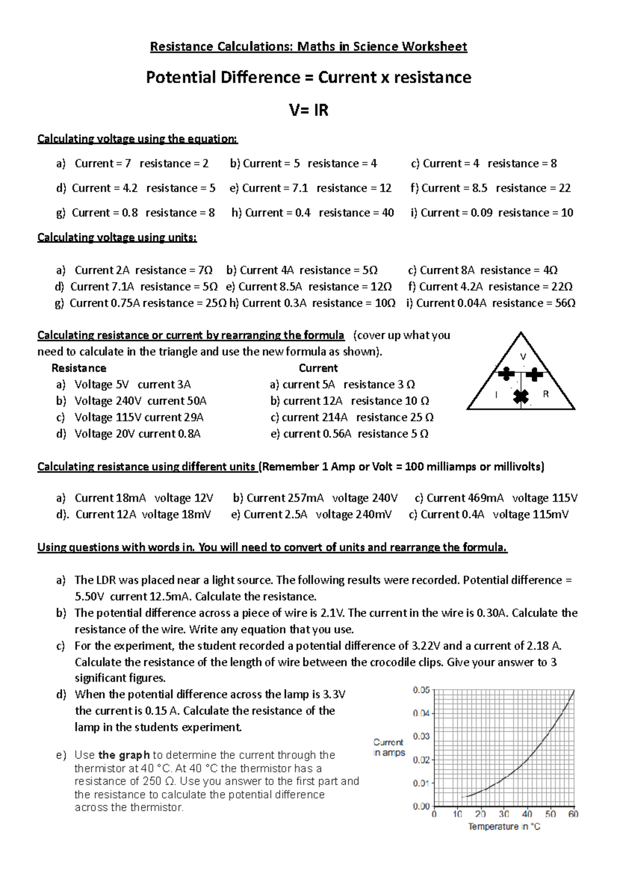 Resistance-Calculations - Resistance Calculations: Maths in Science ...