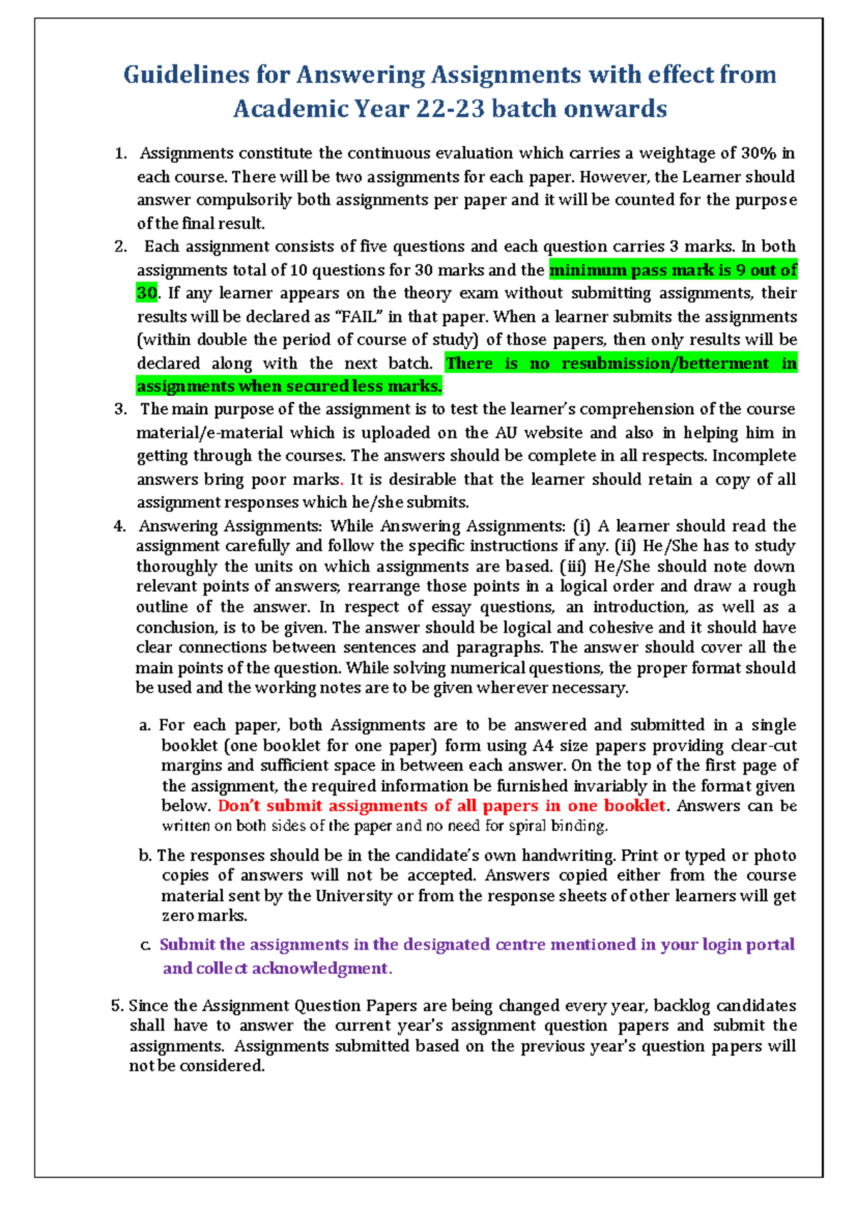 N-01143030835 - have - Guidelines for Answering Assignments with effect ...