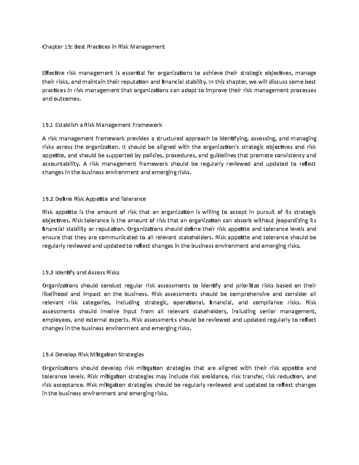 Risk management module 5 - Chapter 19: Best Practices in Risk ...
