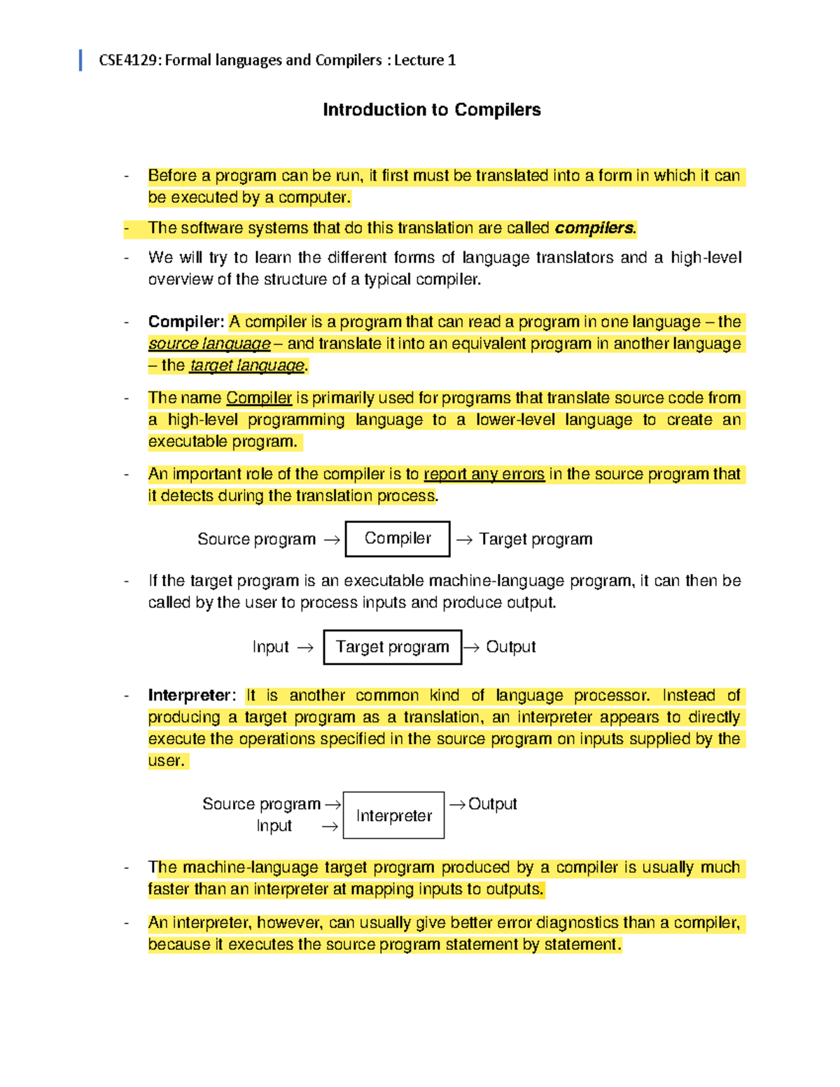1 Ln1 C1 Introduction To Compilers Introduction To Compilers Before