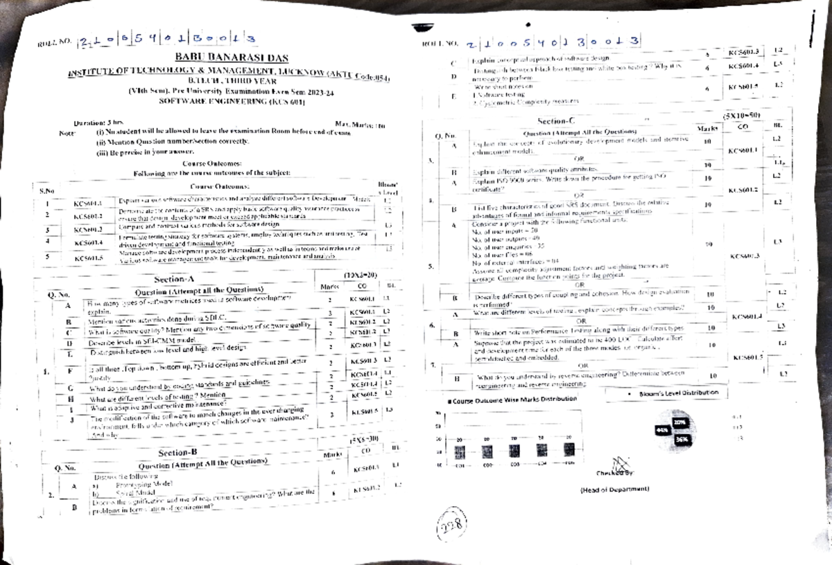 Se put - question paper - ROLL NO. S 1 2 3 5 0. No. 1. Note: B D F ...