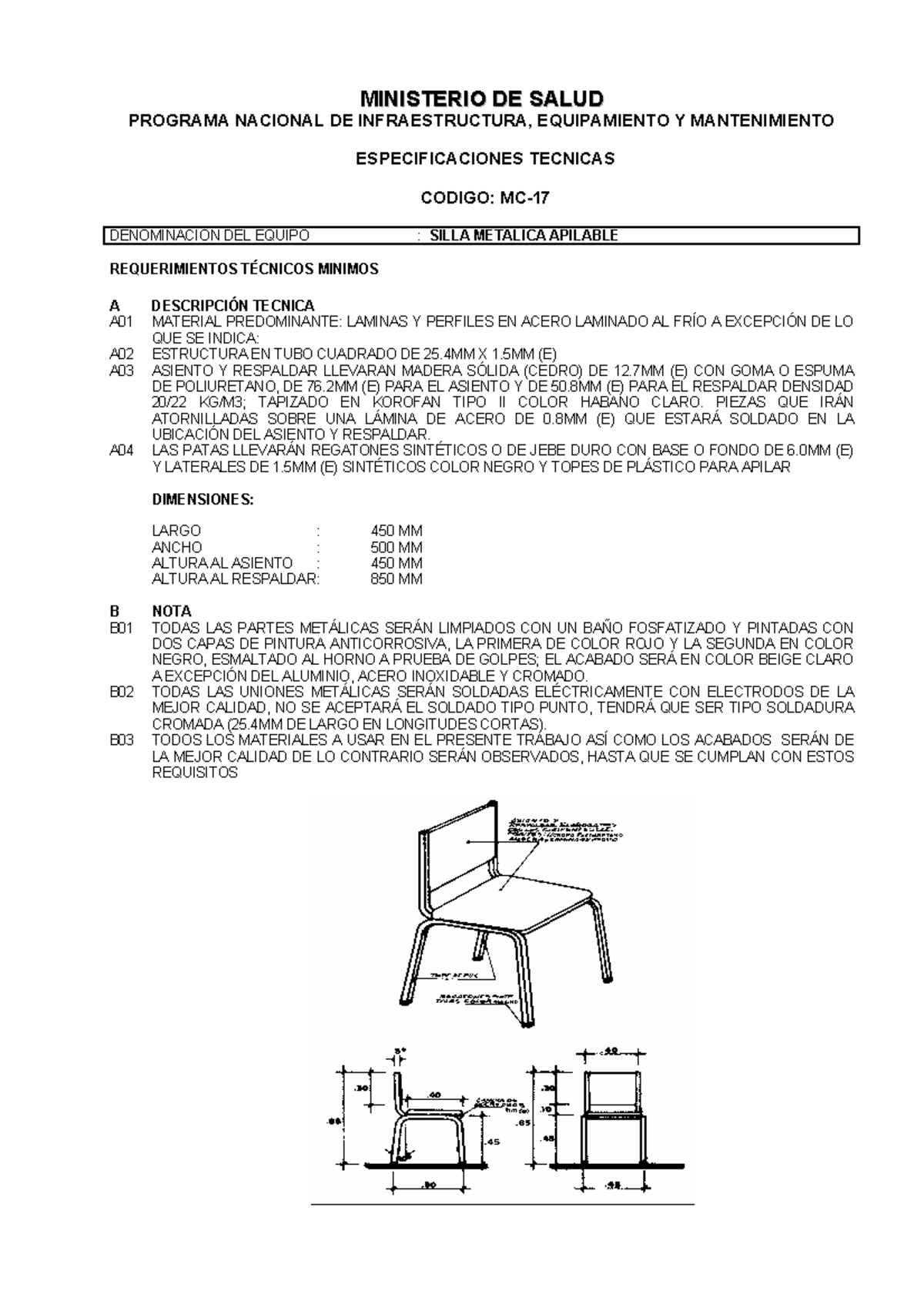 MC17 Silla Metalica Apilable - MIMINNIISSTTEERRIIOO DDEE SSAALLUUDD ...