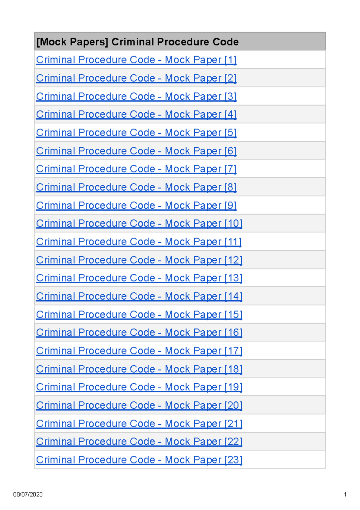Criminal Procedure Code - Mock Papers [1 to 46] - 08/07/2023 1 [Mock ...