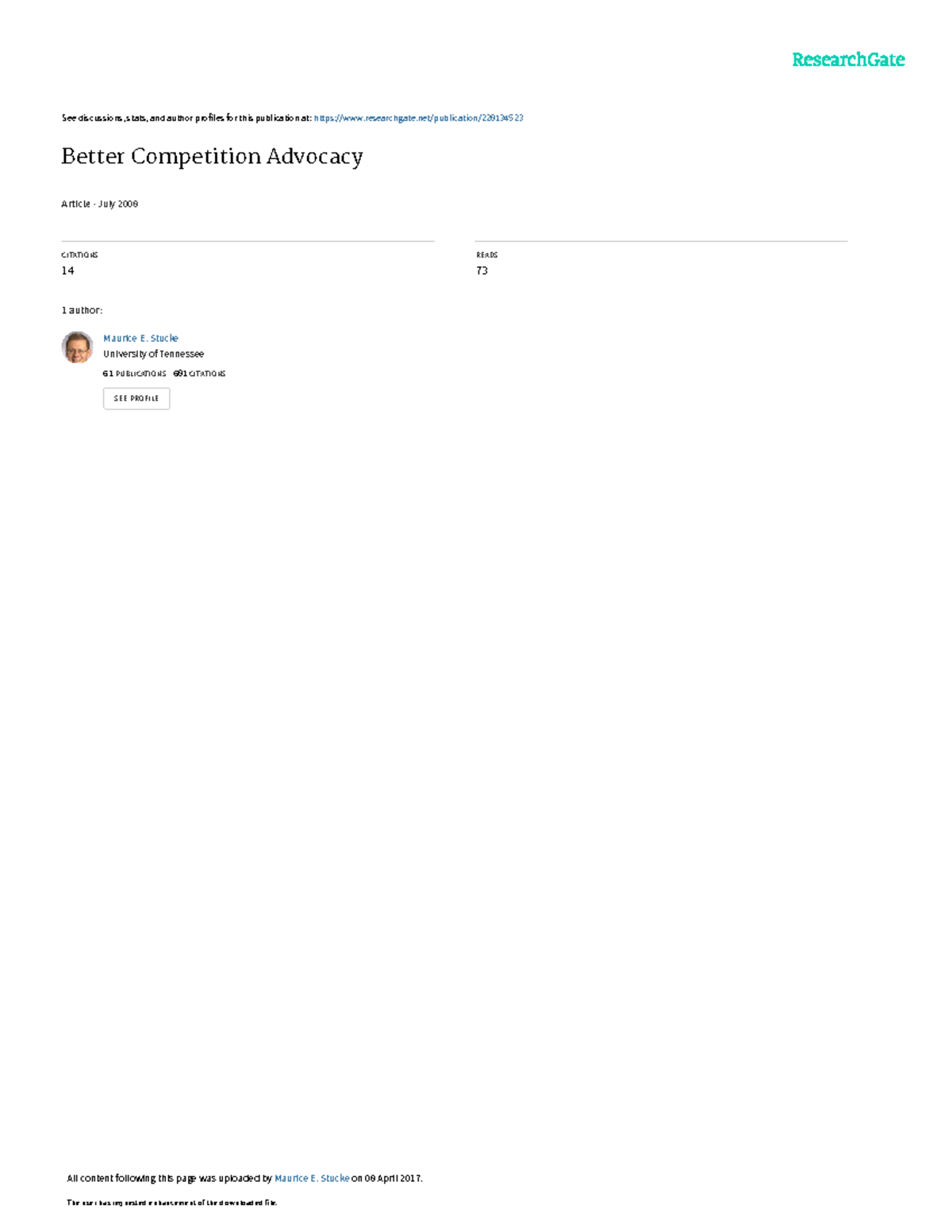 Better Competition Advocacy - See discussions, stats, and author ...