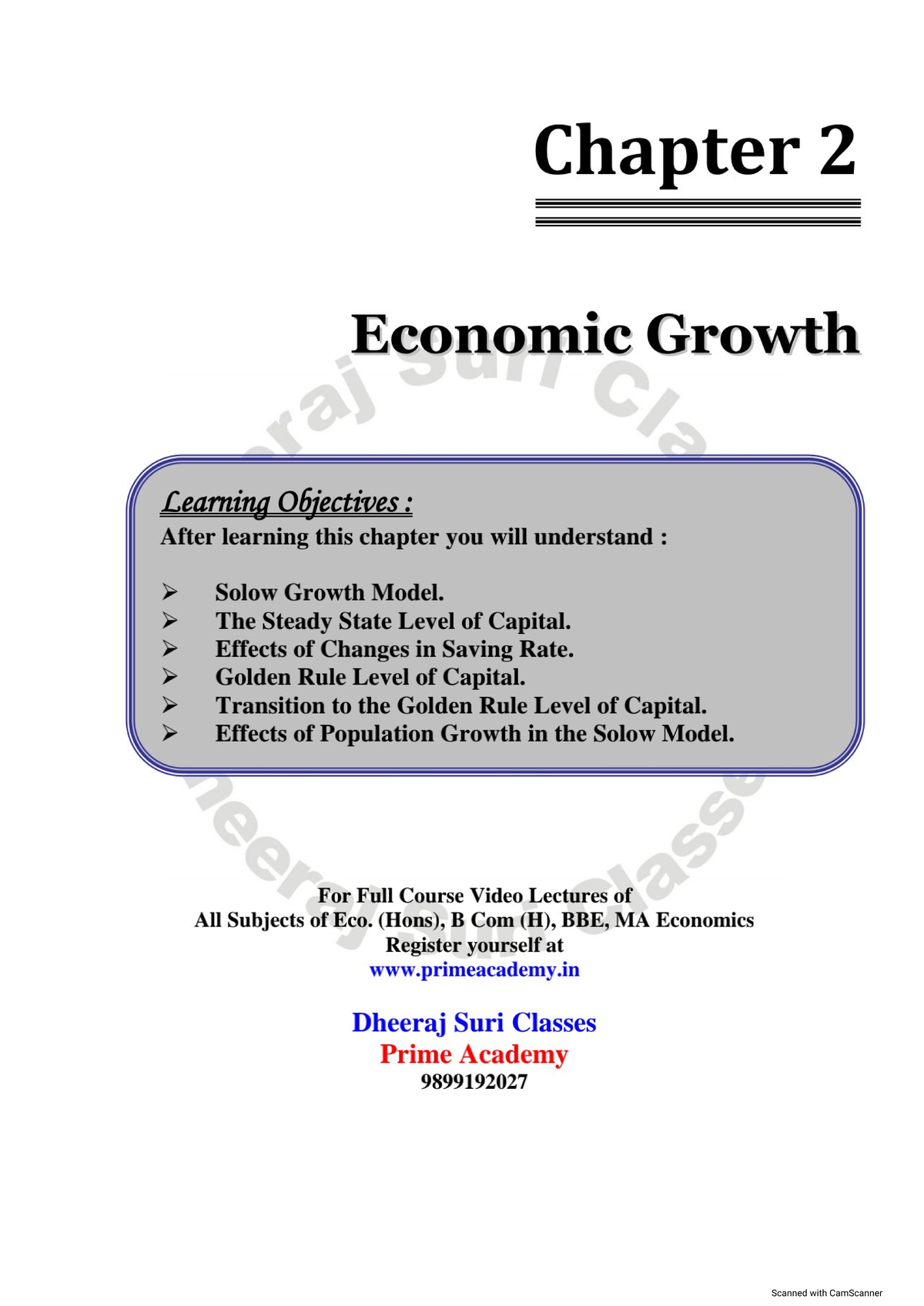 Chapter 2 Economic Growth I - B.A. Economics (Hons.) - Studocu