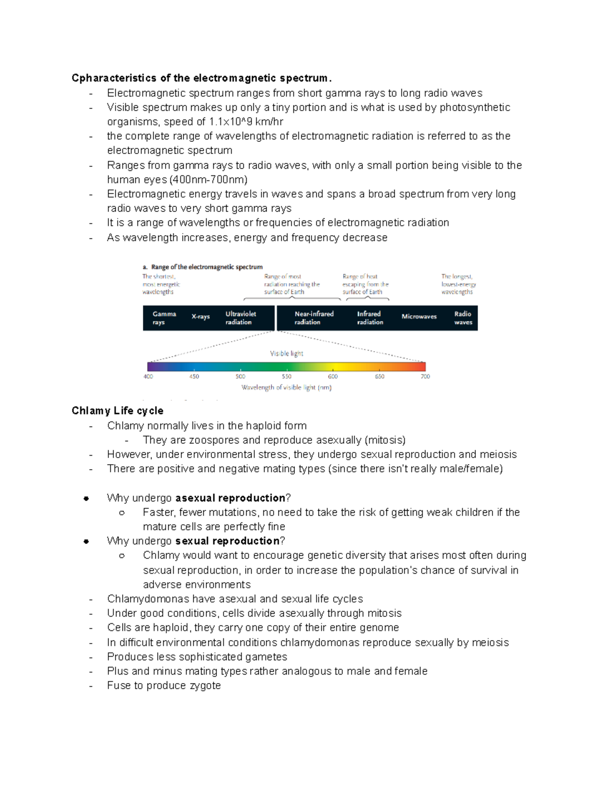 Bio notes for western university - Cpharacteristics of the ...