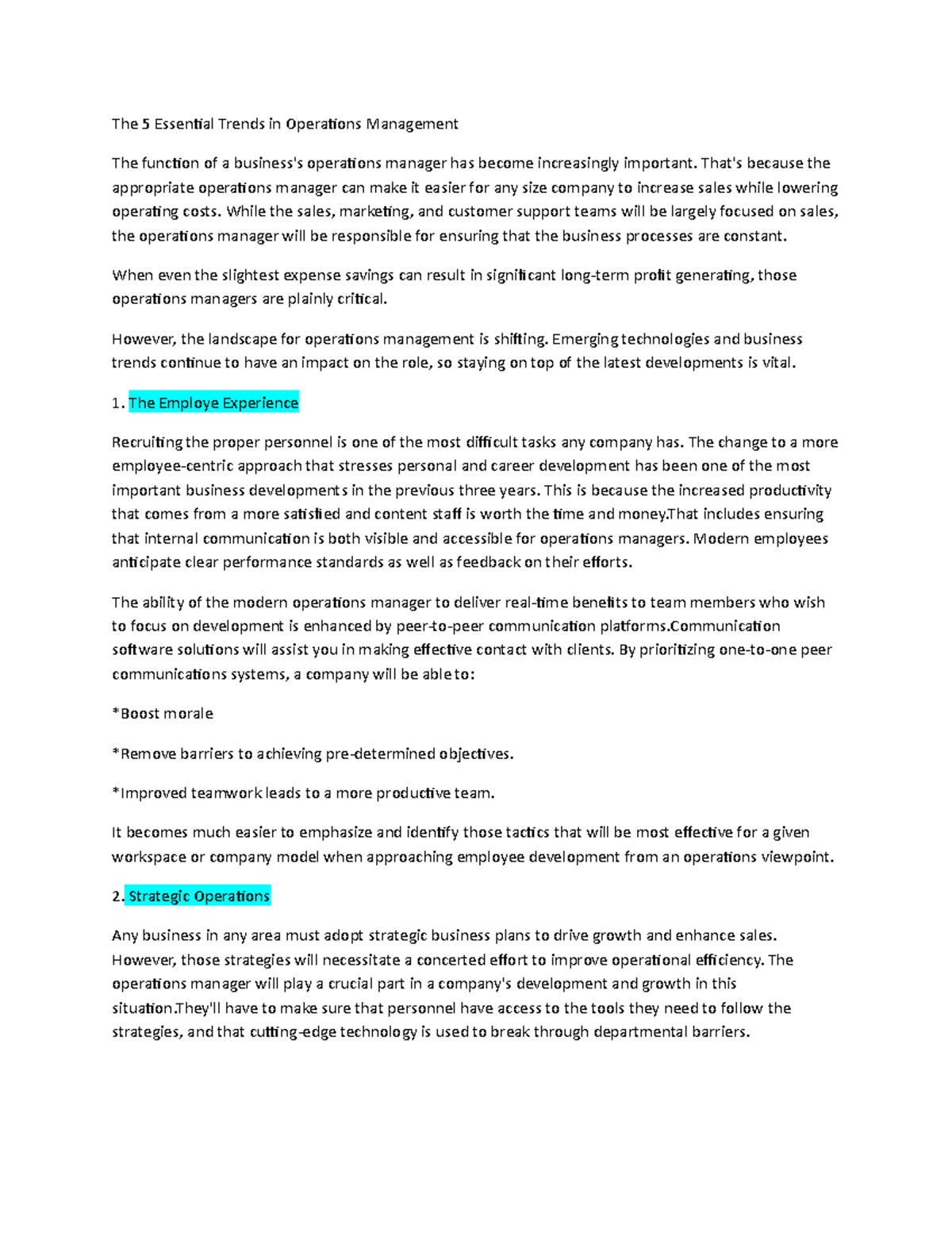 The 5 Essential Trends in Operations Management - That's because the ...