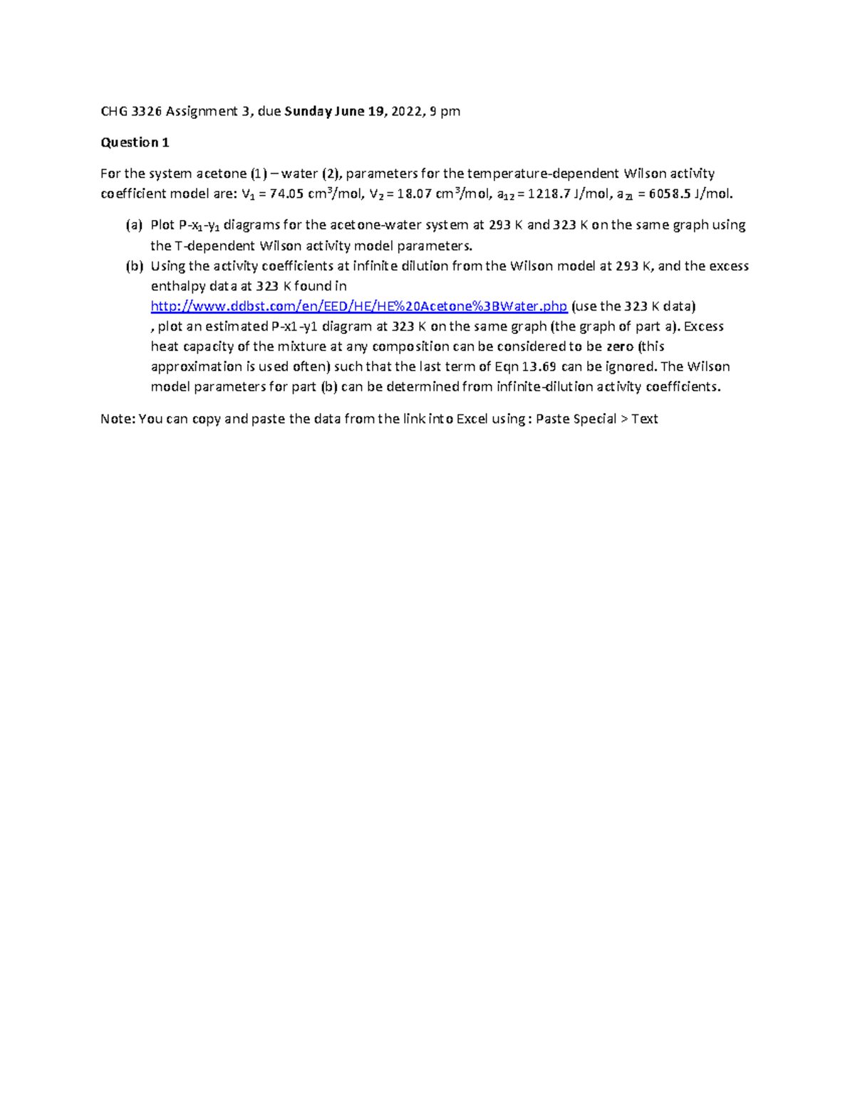 Phase Assignment 3 Summer 2022 - CHG 3326 Assignment 3, due Sunday June ...