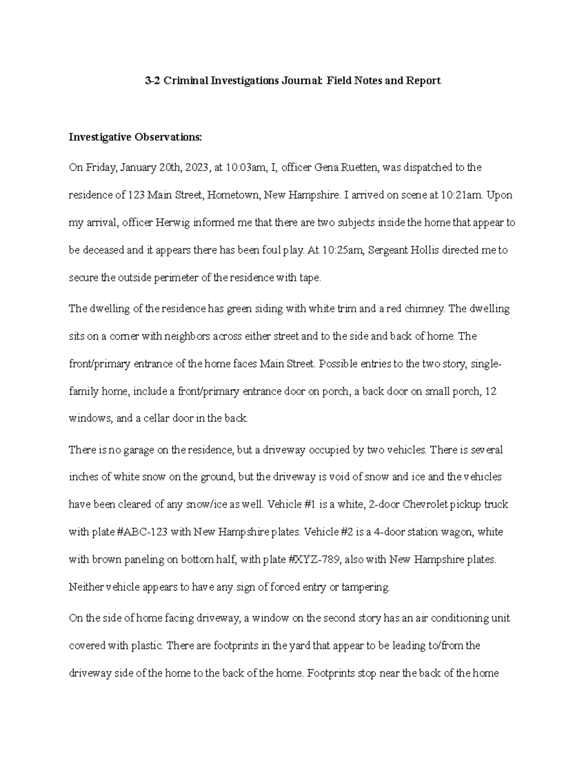 Ruetten, 3-2 Criminal Investigations Journal-Field Notes - 3-2 Criminal ...