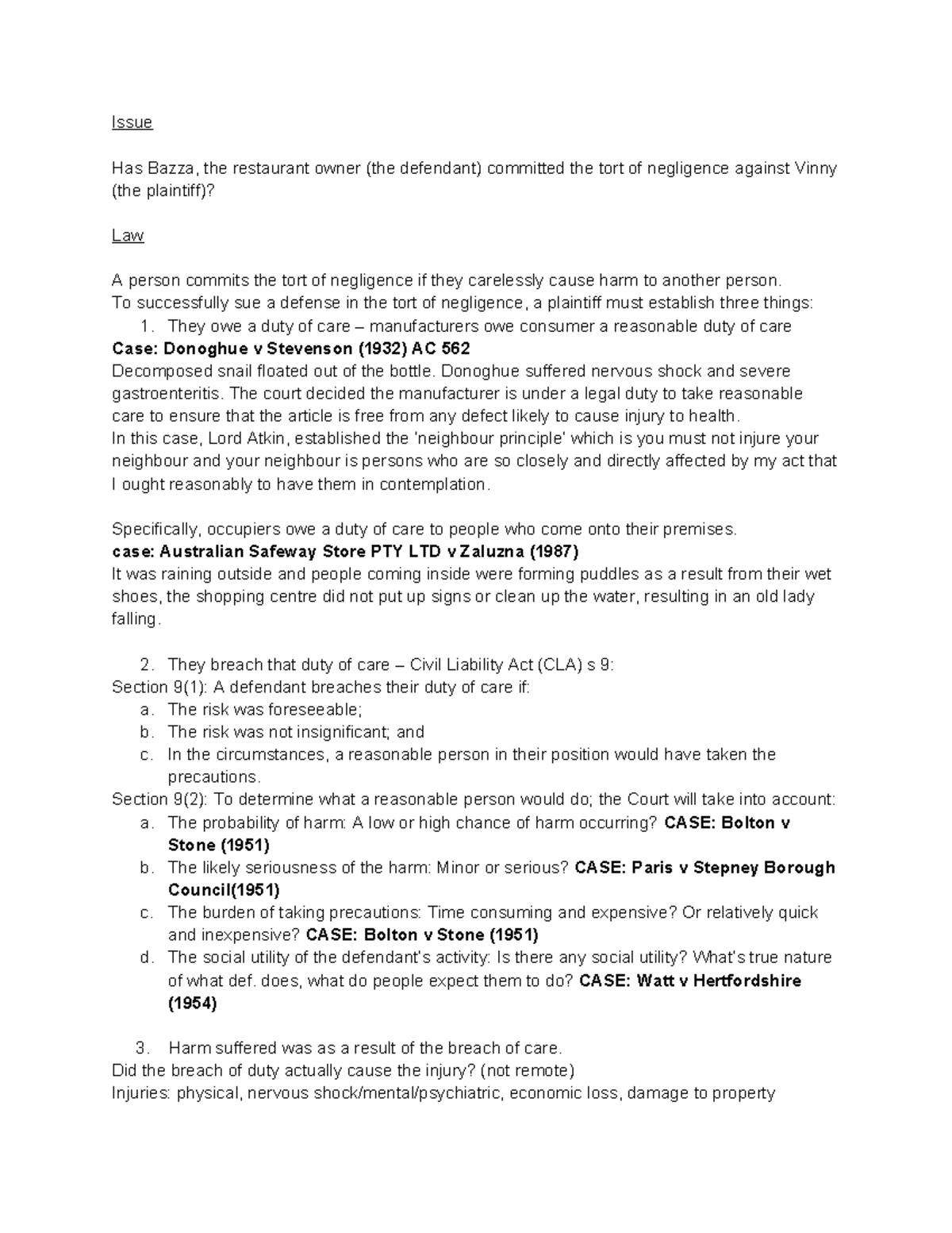 Tutorial 2 Submission - Issue Has Bazza, the restaurant owner (the ...