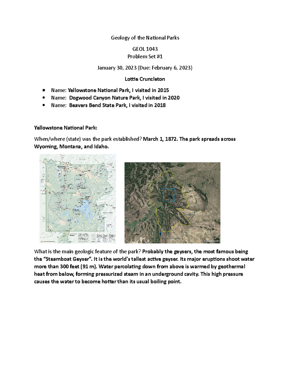 LMC Problem Set 1 - Assignments from a Geology course with a focus on ...
