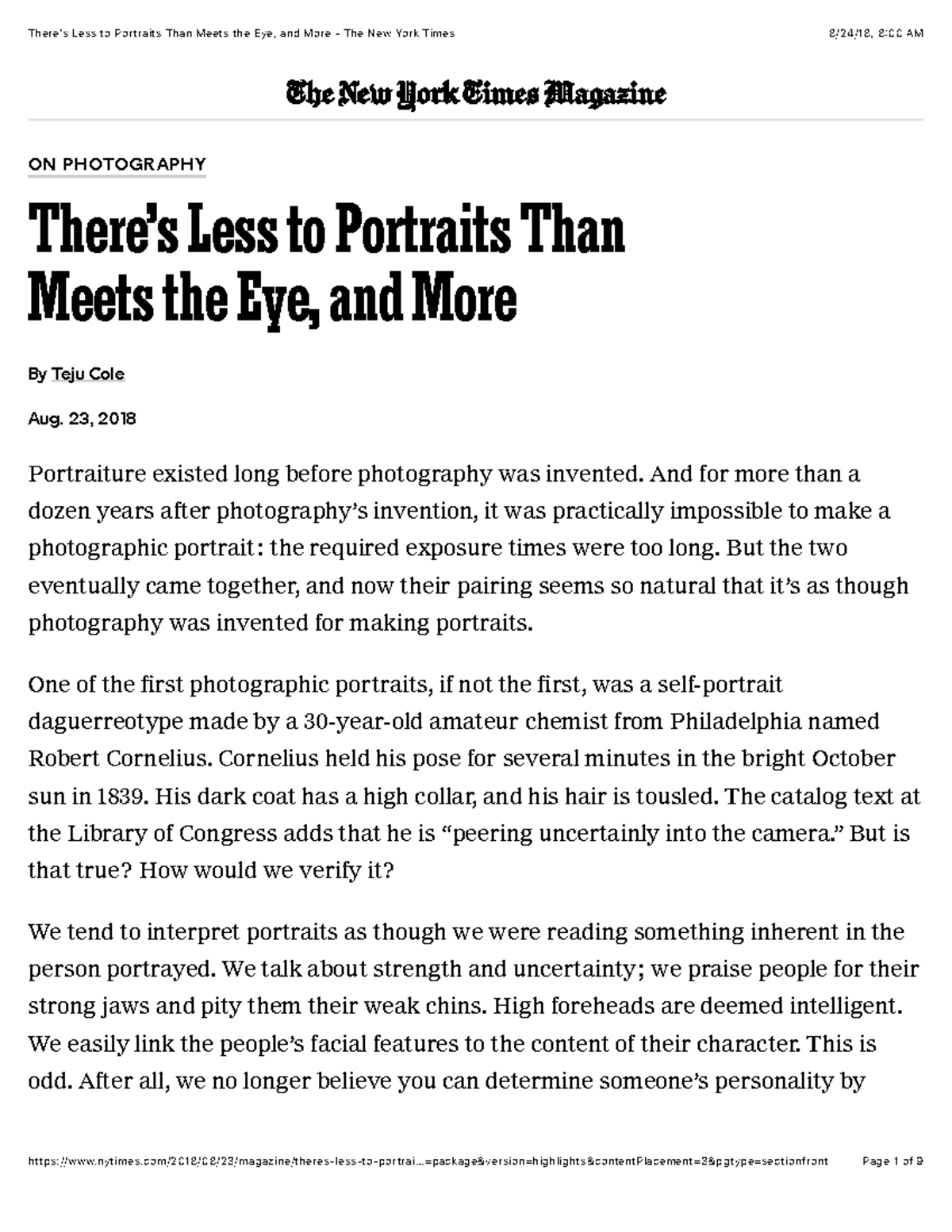 Cole - There’s Less to Portraits Than Meets the Eye, and More - ON ...