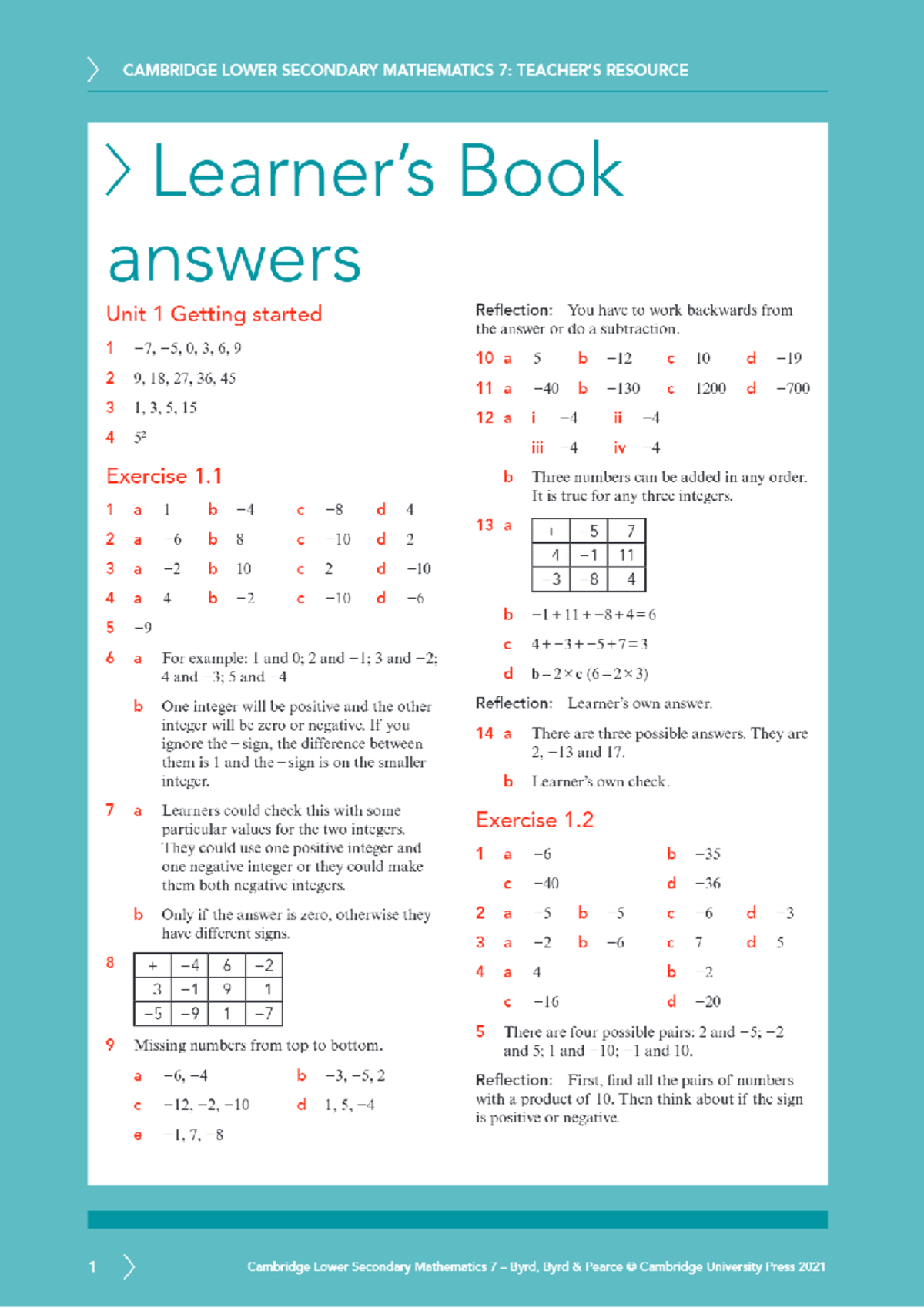 Latest Syllabus Year7 Mathematics learner book answers - CAMBRIDGE ...