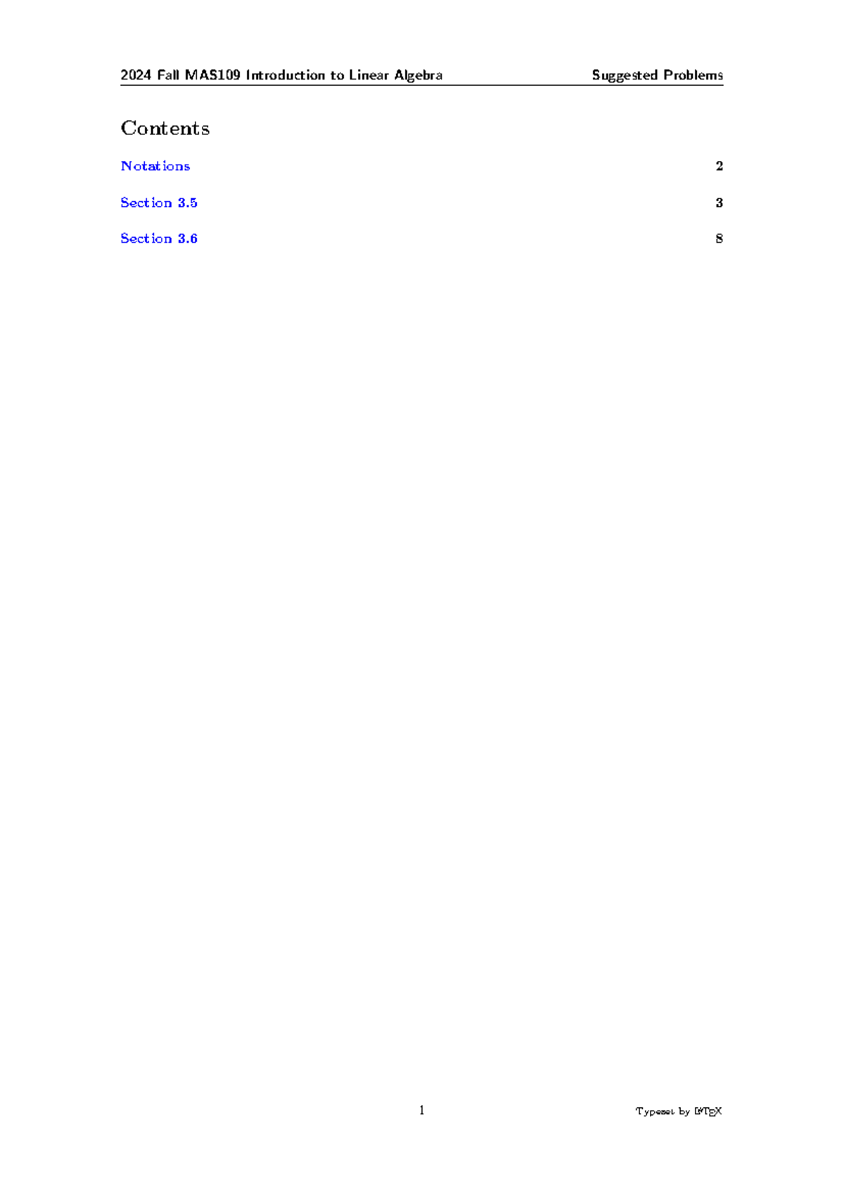 2024F MAS109 Suggested Problems WK3 - Contents Notations 2 Section 3 3 ...
