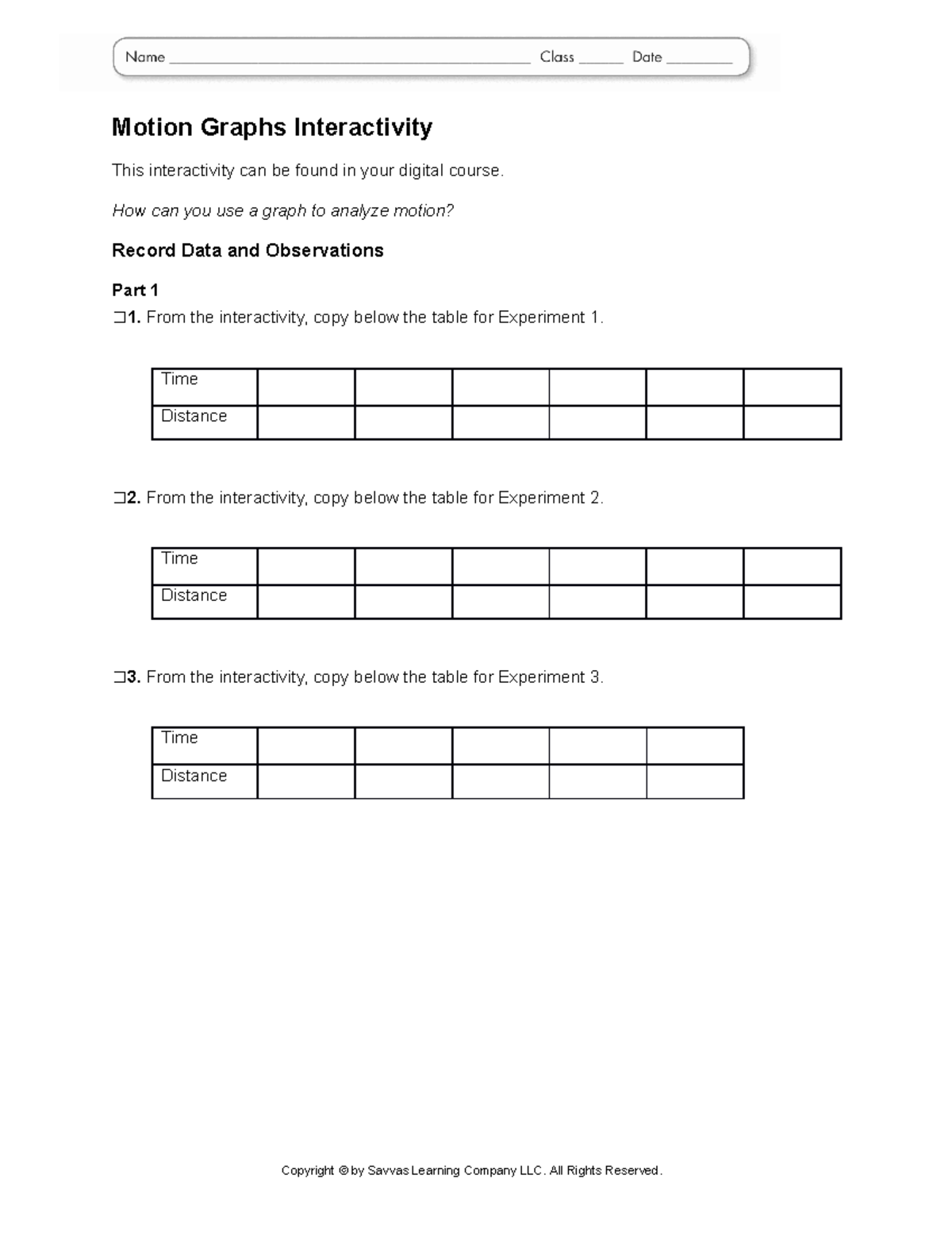 Worksheet 6 12 Motion Graphs - Motion Graphs Interactivity This ...